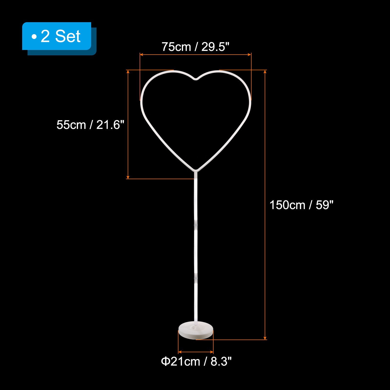 PATIKIL 2 Set Balloon Stands for Floor 59inch Balloon Sticks with Base ...