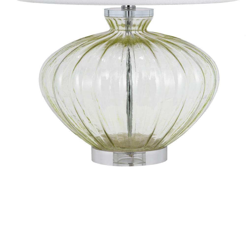 Benzara Table Lamps 23.25-in Clear, Chrome, White 3-way Table Lamp with ...