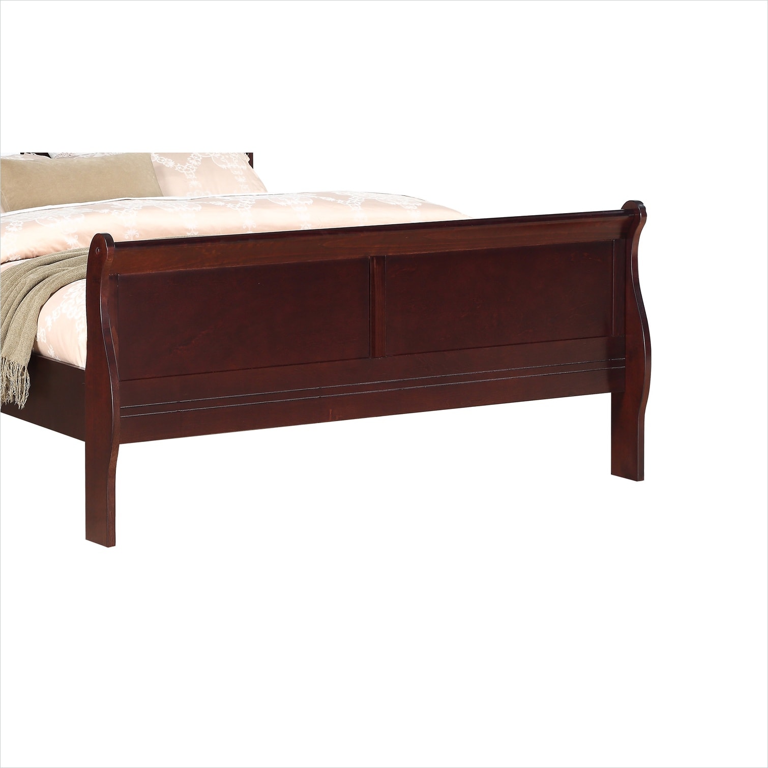 SunJet Full Panel Sleigh Bed Solid Wood Cherry Finish Bedroom Low ...