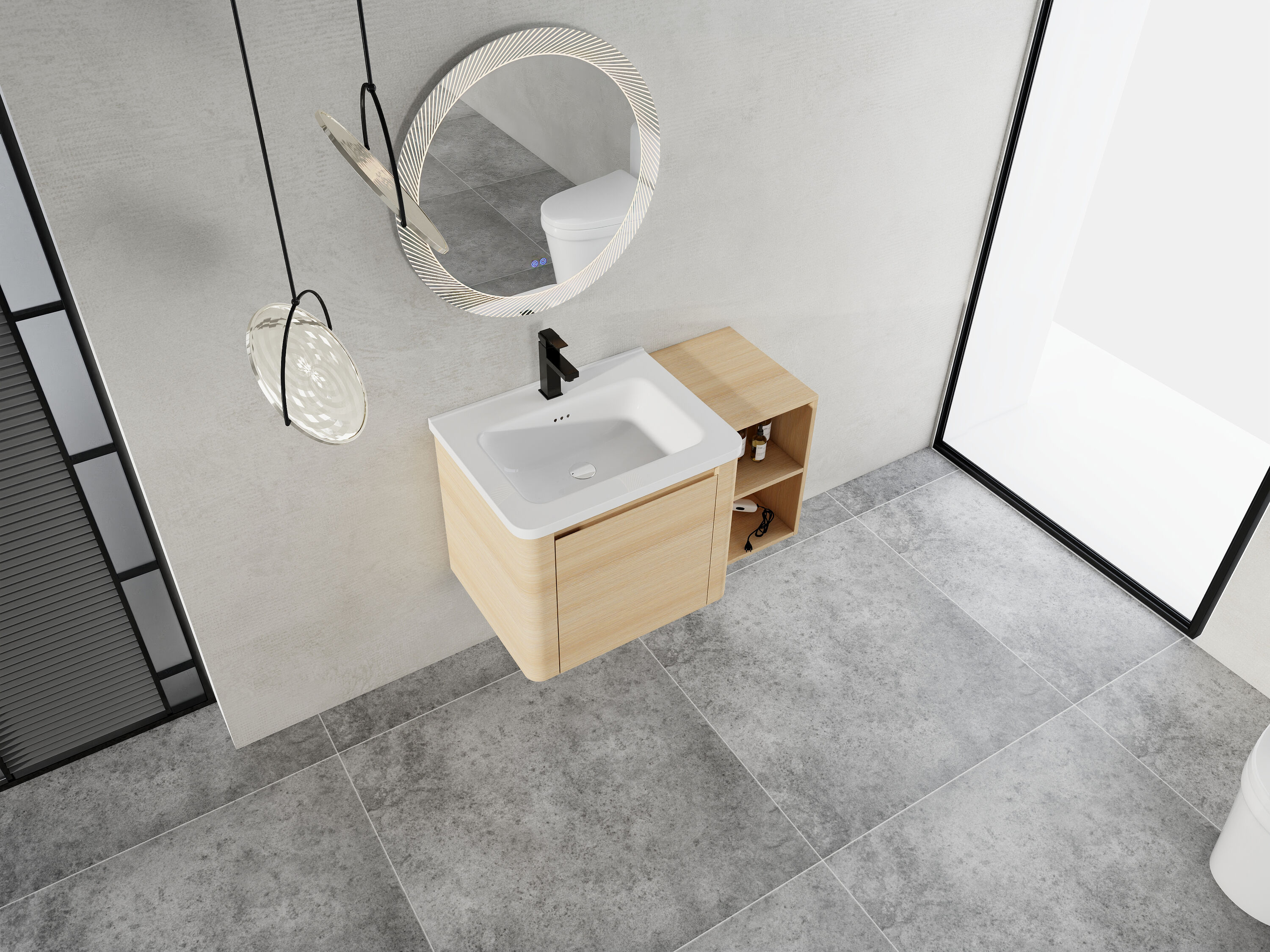 Tinyhomie 36 Inch Wall Mounted Bathroom Vanity White Ceramic Sink ...