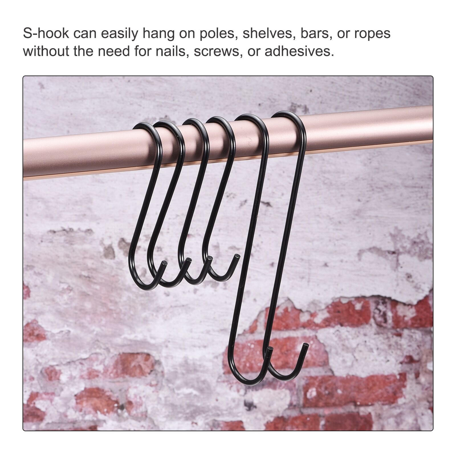 Unique Bargains S Hanging Hooks 8inch/200mm Extra Long Steel Hanger ...