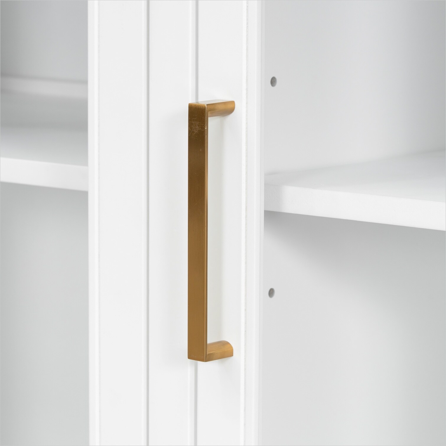 Naturefalls Entrance Storage Cabinet with 3 Glass Doors in Crisp White ...