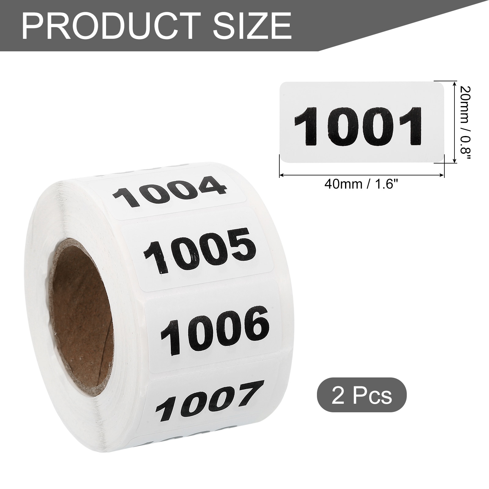 Unique Bargains 2 Roll Inventory Number Sticker 1001-2000 Consecutive ...