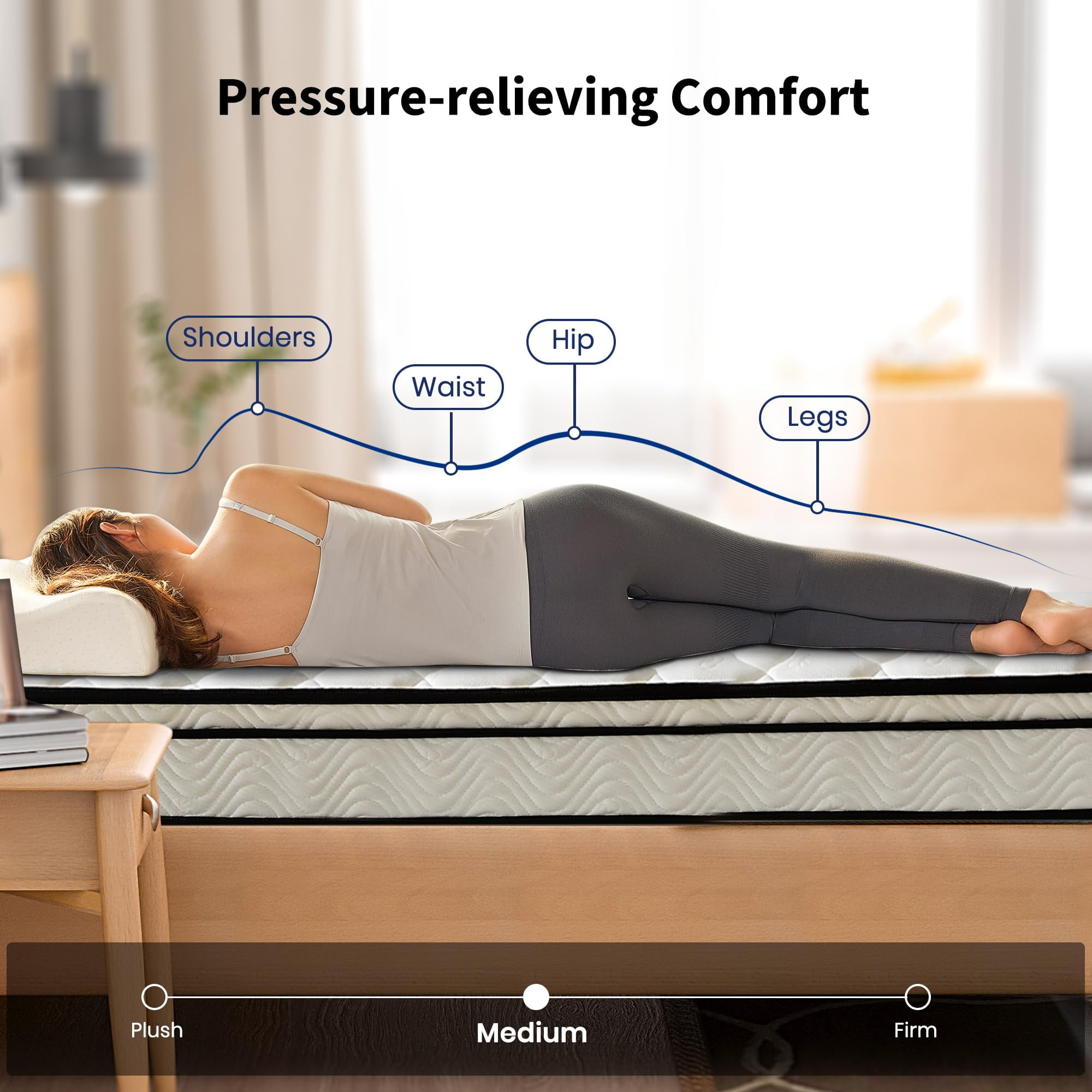 SUNCREAT 8 Inch Twin Hybrid Mattress with Memory Foam Pocket Springs ...