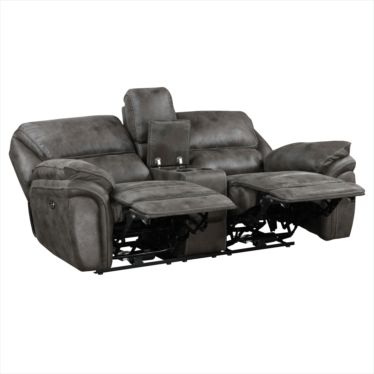 SunJet Gray-Toned Power Reclining Sofa and Loveseat Set with USB Modern ...