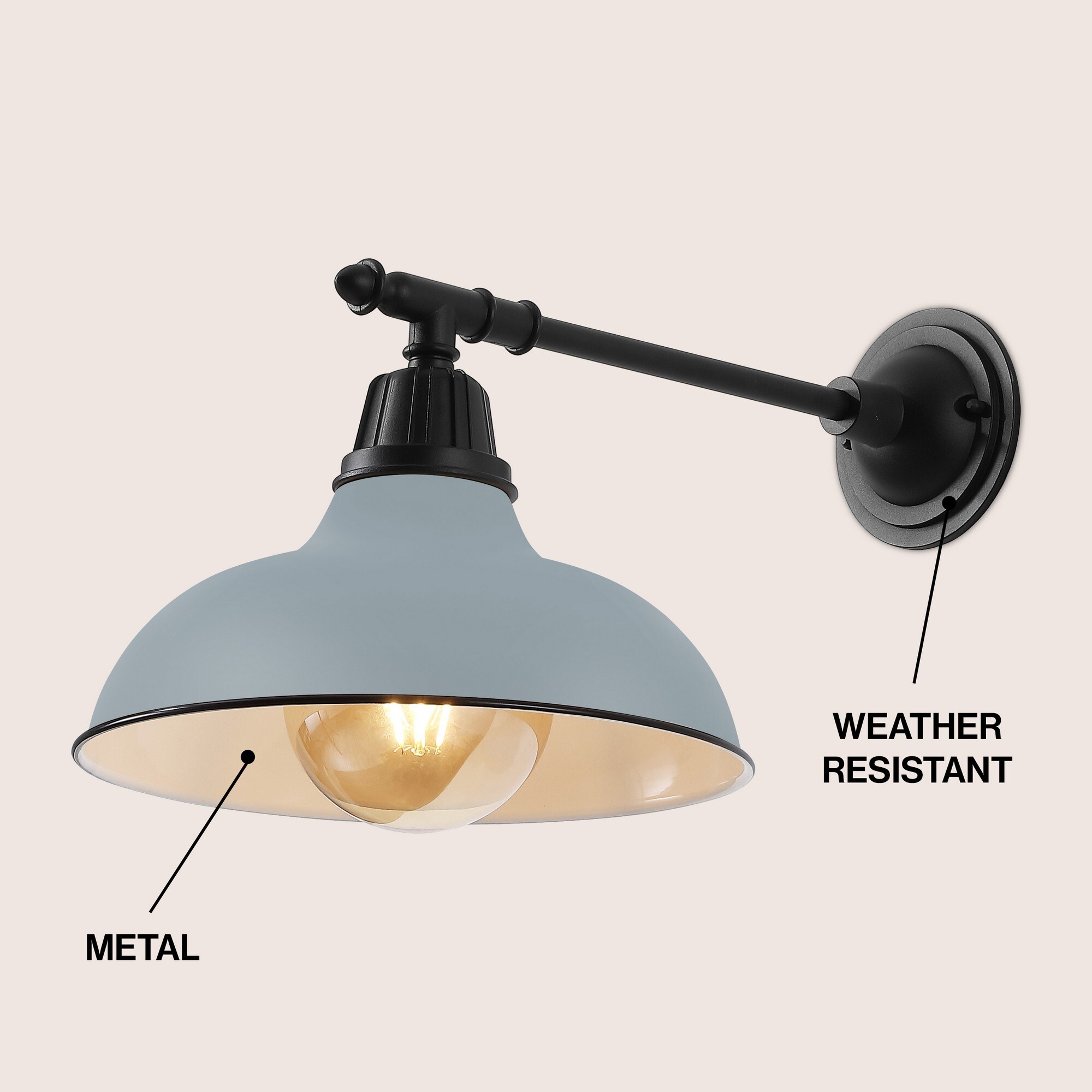 JONATHAN Y Wallace Farmhouse Iron LED Victorian Arm 1 -Light 12.5-in H ...