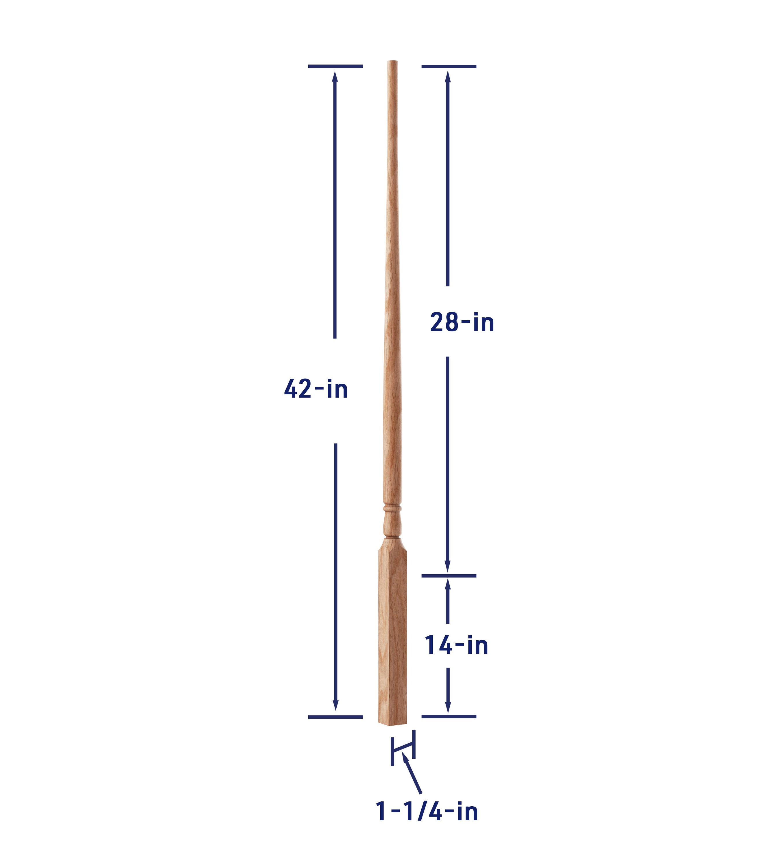 Crown Heritage 42-in x 1.25-in Colonial Unfinished Red oak Pin top ...