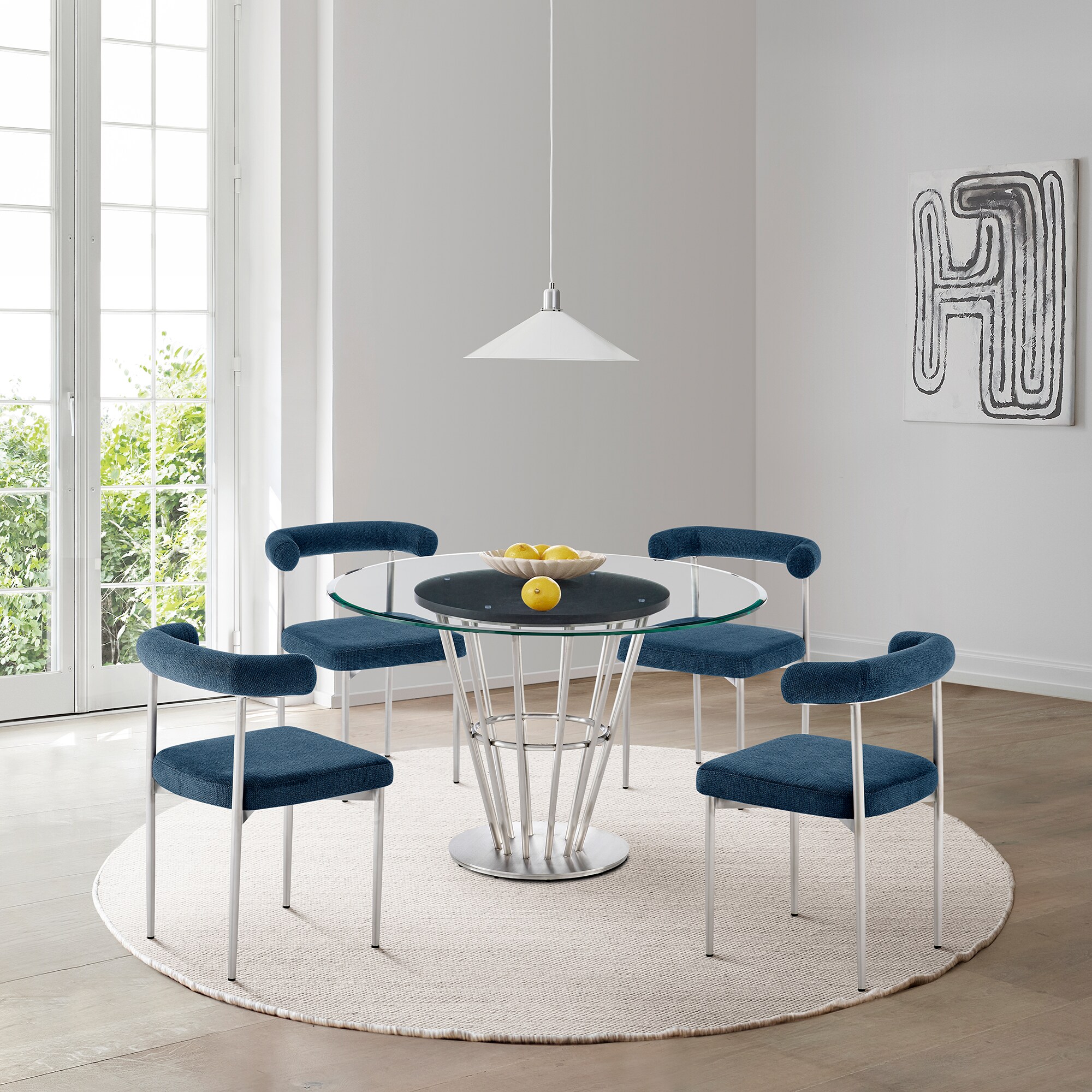 Armen Living Brushed Stainless Steel Contemporary/Modern Dining Room ...