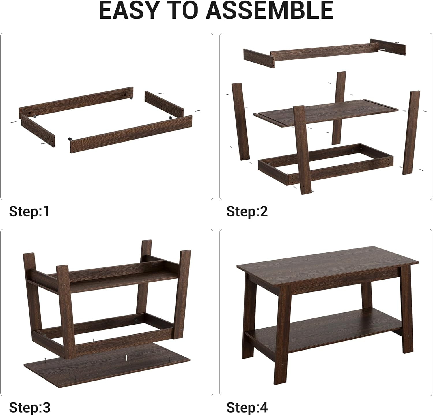 IdealHouse Farmhouse Wooden Coffee Table- 31.5 Inch Modern 2-Tier ...