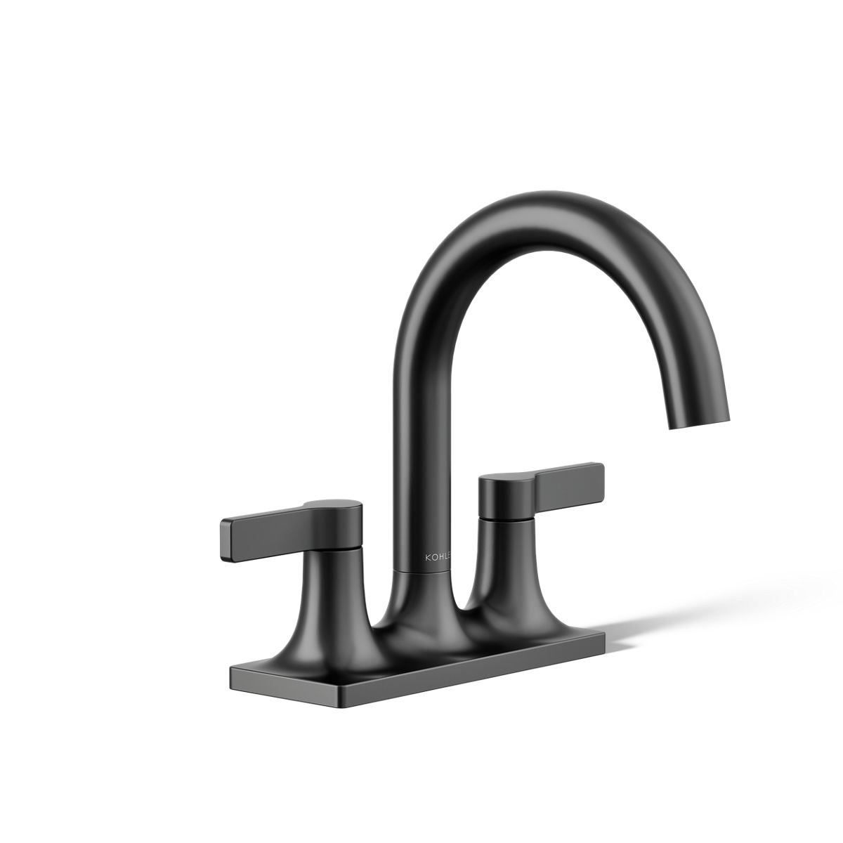 KOHLER Venza Matte Black 4-in centerset 2-handle WaterSense High-arc Residential Handle Bathroom ...
