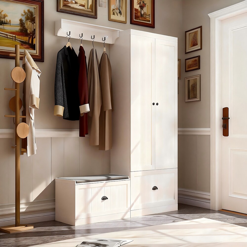 FUFU&GAGA Modular Hall Tree with Storage Bench and Coat Hooks ...
