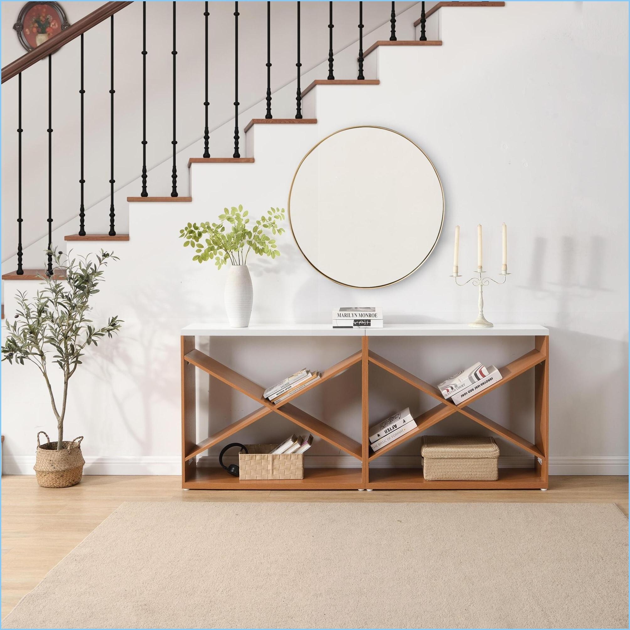 Watnature Farmhouse White Coffee Table 70and87 Inch Extra Long X Shape ...