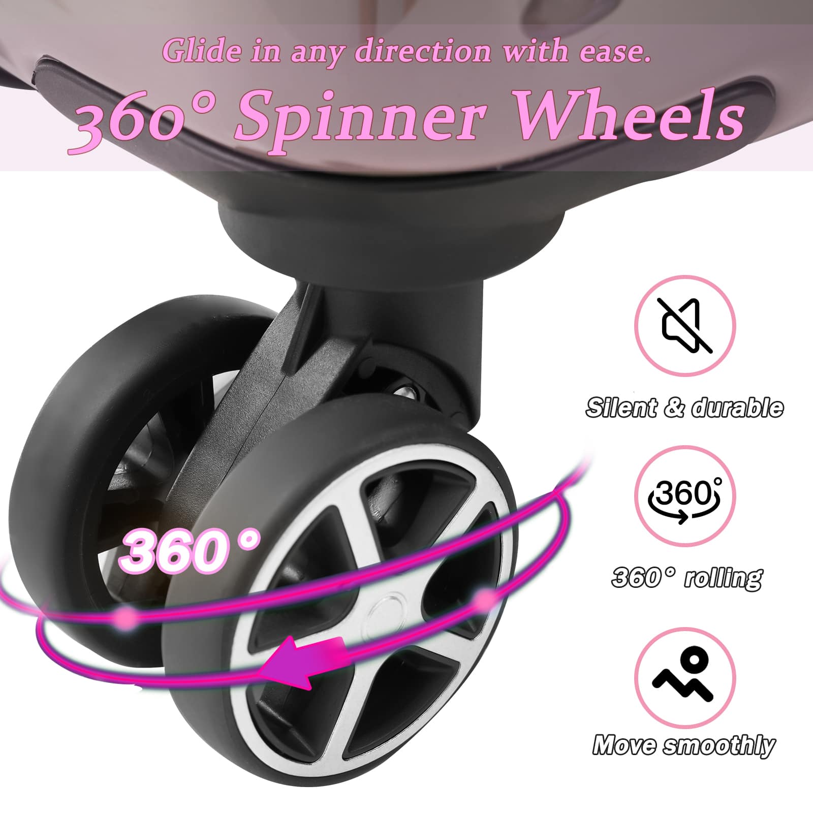 Vynxaria Gulches 3-Piece Pink PC Hardside Spinner Wheels TSA Lock ...