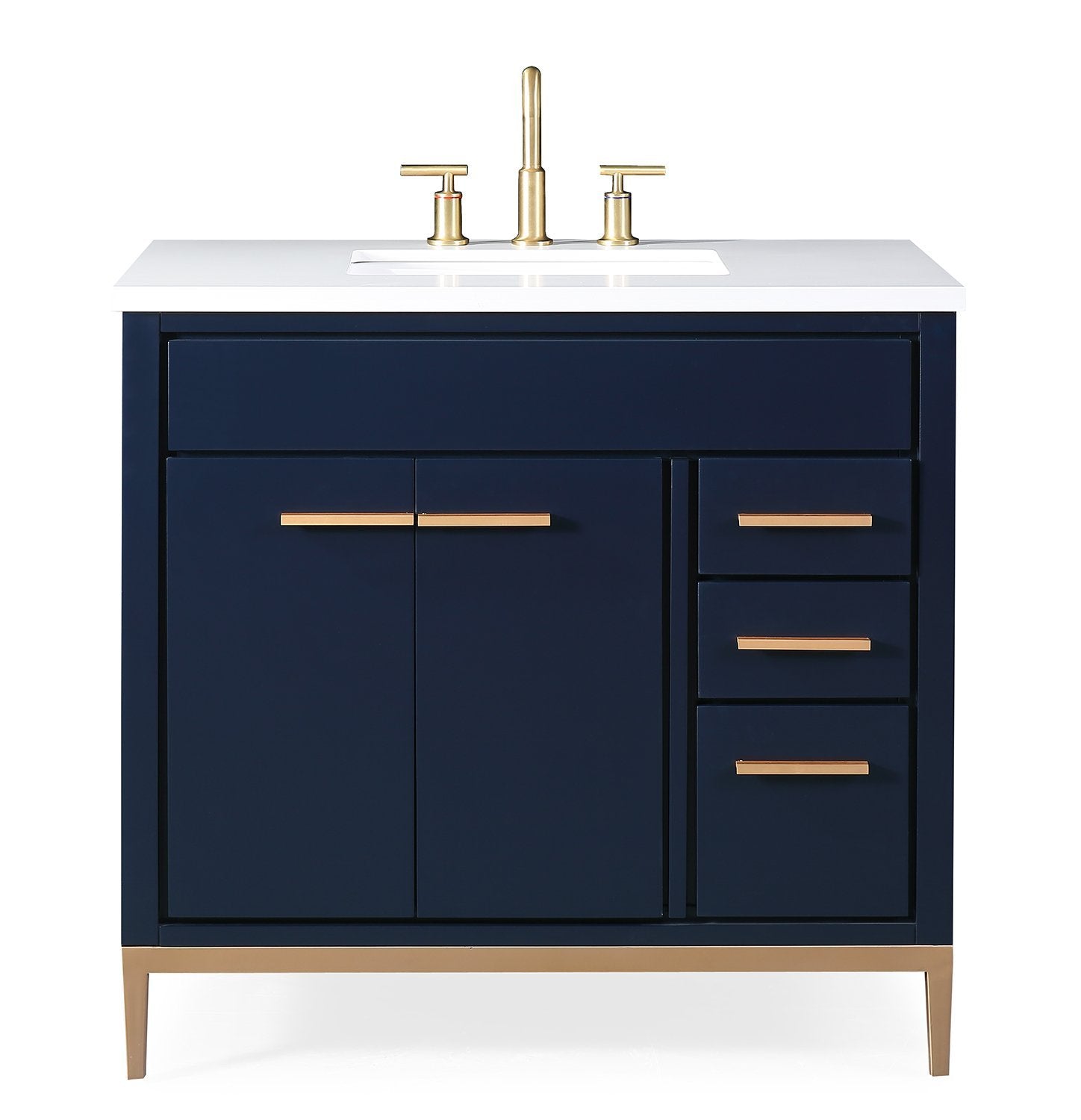 Tennant Brand 36 Inch Beatrice Navy Blue Modern Bathroom Sink Vanity in ...