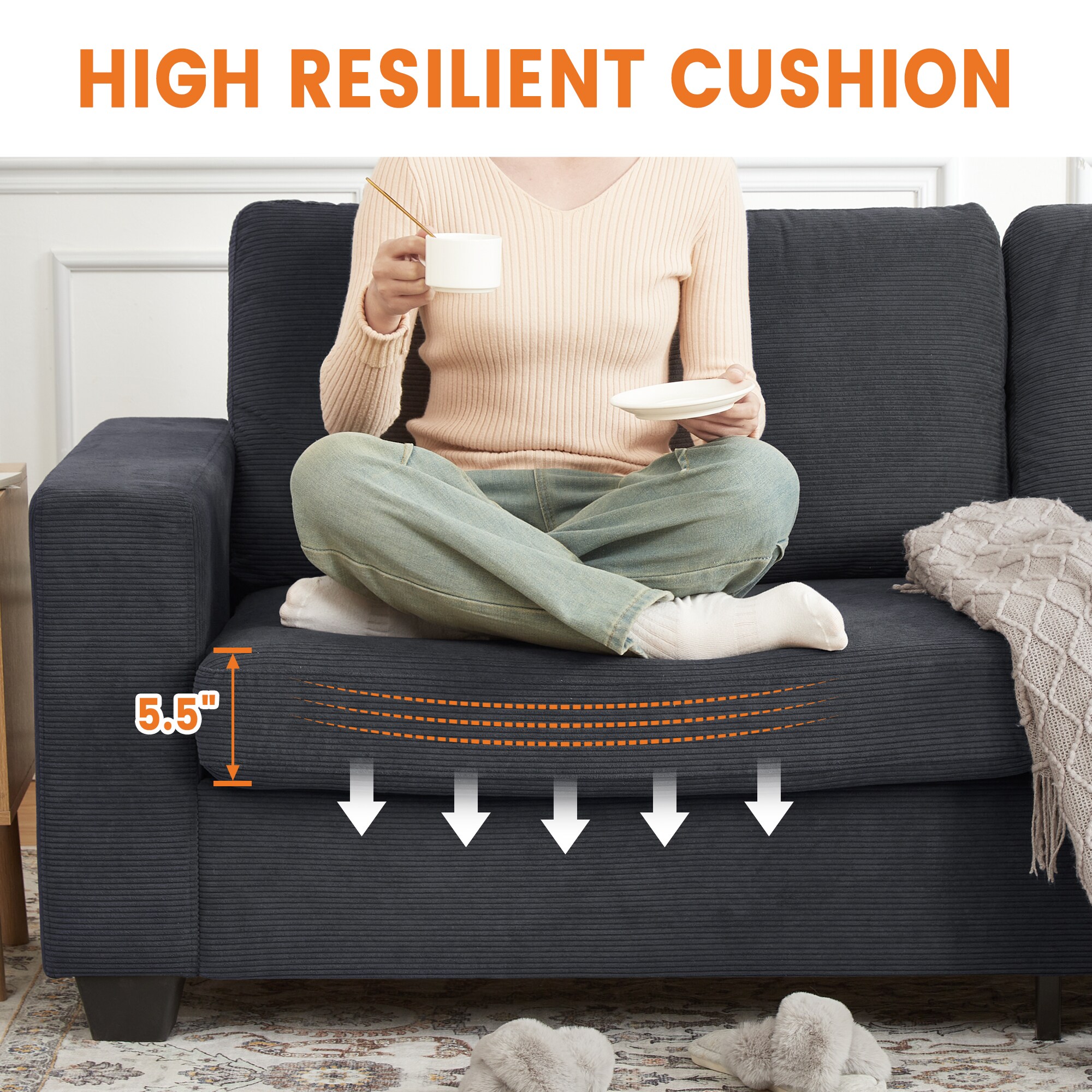 GarveeLife Love Seat Couches Modern 83 in Corduroy Sofa for Apartments ...
