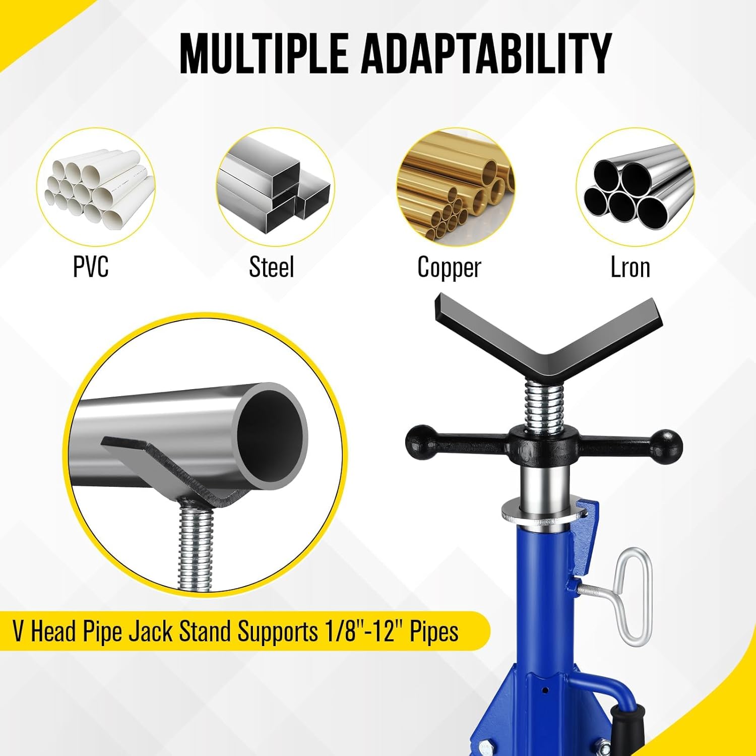 GAOMON 1/8-12 In V-Head Pipe Jack Stand 28-52 In Adjustable Height 2500 ...