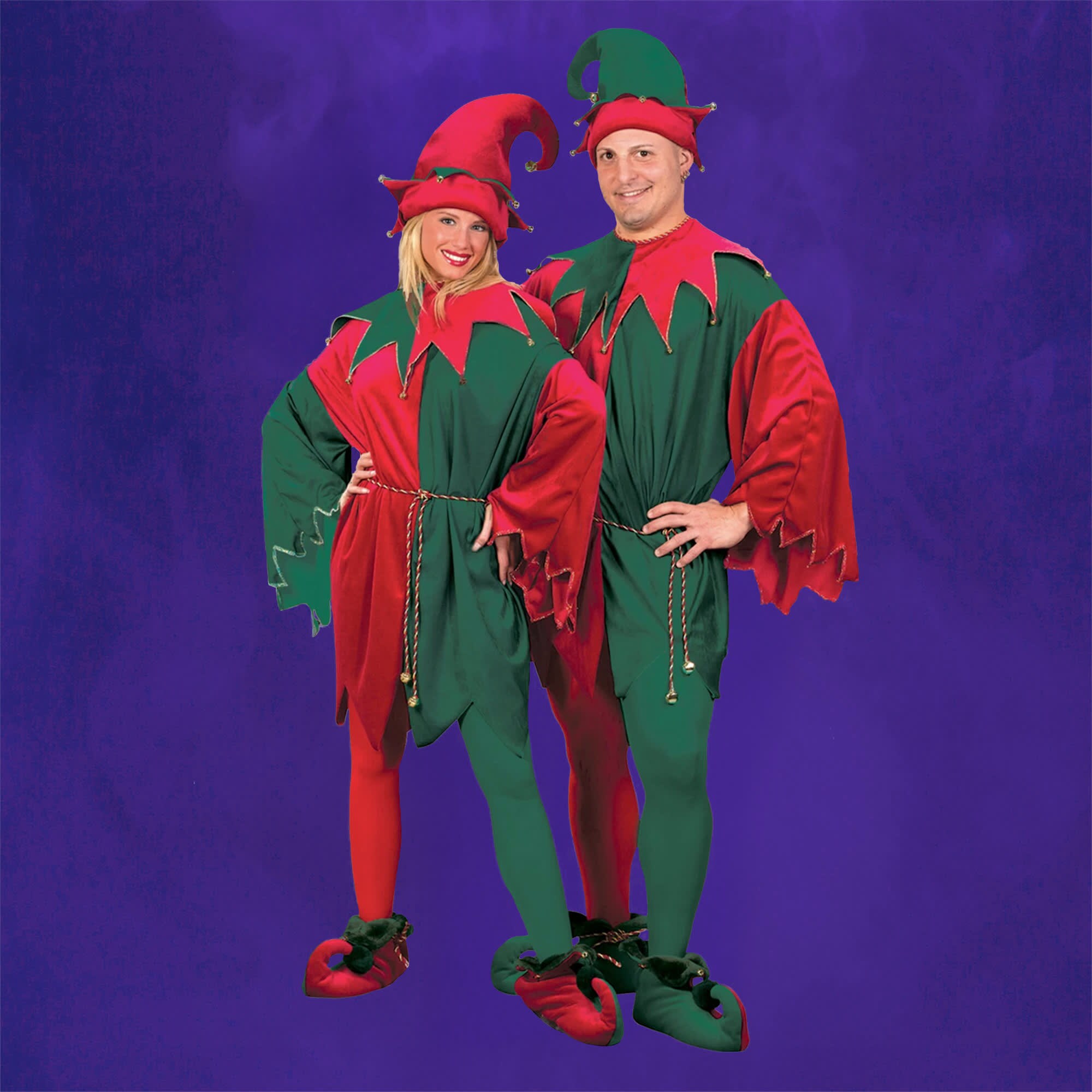 Fun World Red and Green Elf Unisex Adult Christmas Costume Set - One ...