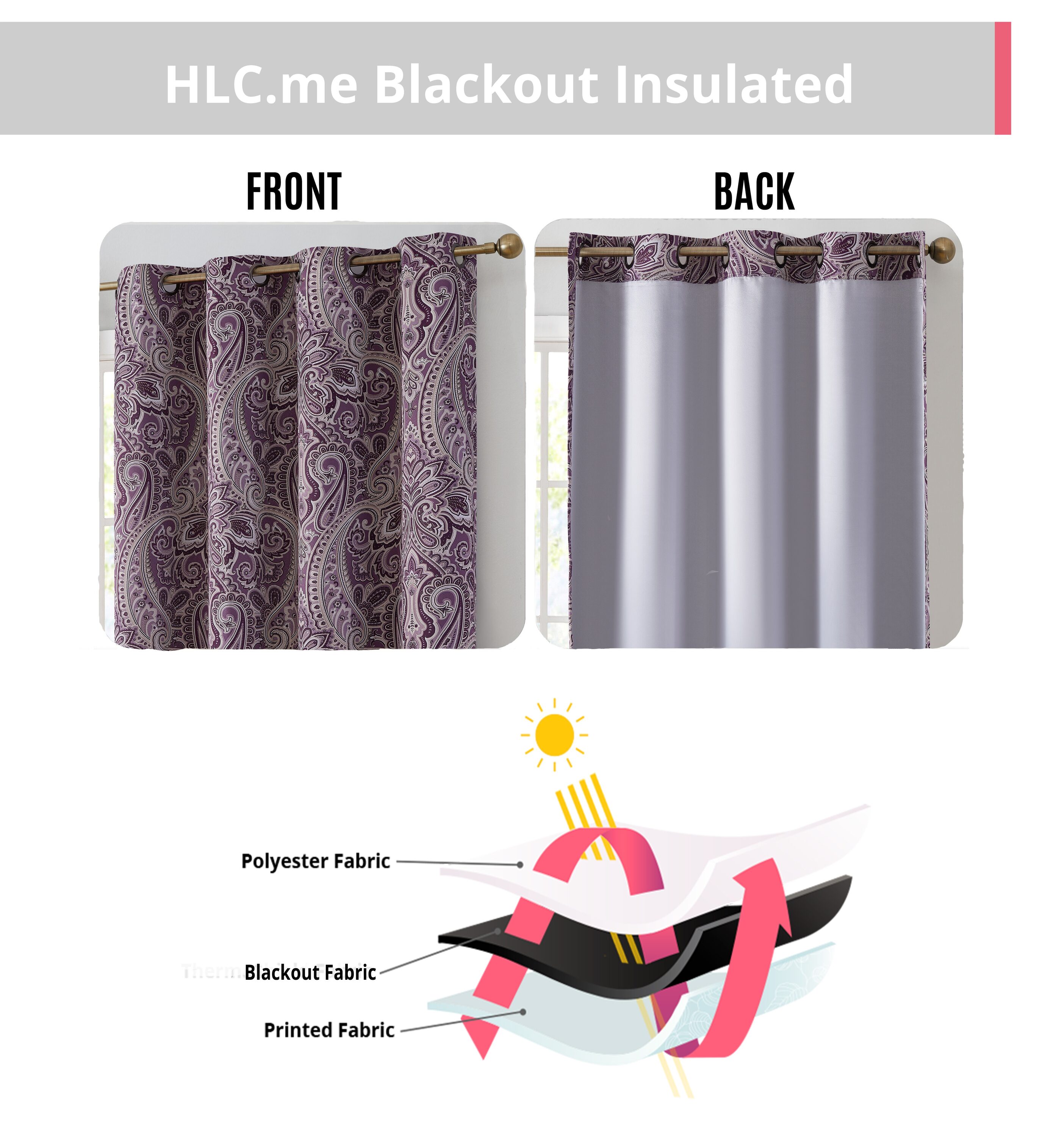 HLC.me Paris Paisley Print Damask Light Reducing Filtering Grommet Top ...