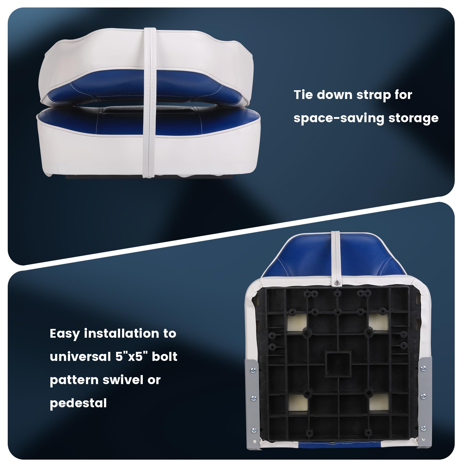 DEXSO High Back Folding Boat Seats 2 Pack Blue White in the Boat ...