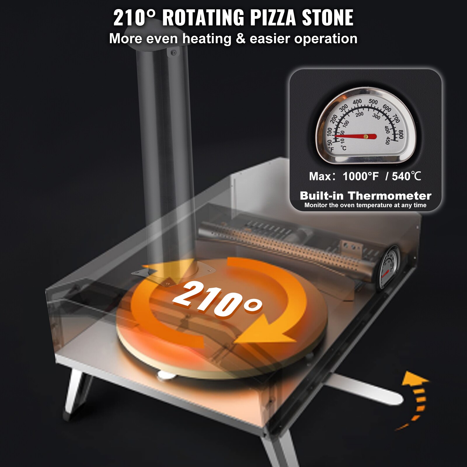 VEVOR 12-IN Rotation Pizza Oven Wood pellet Outdoor Pizza Oven in the ...
