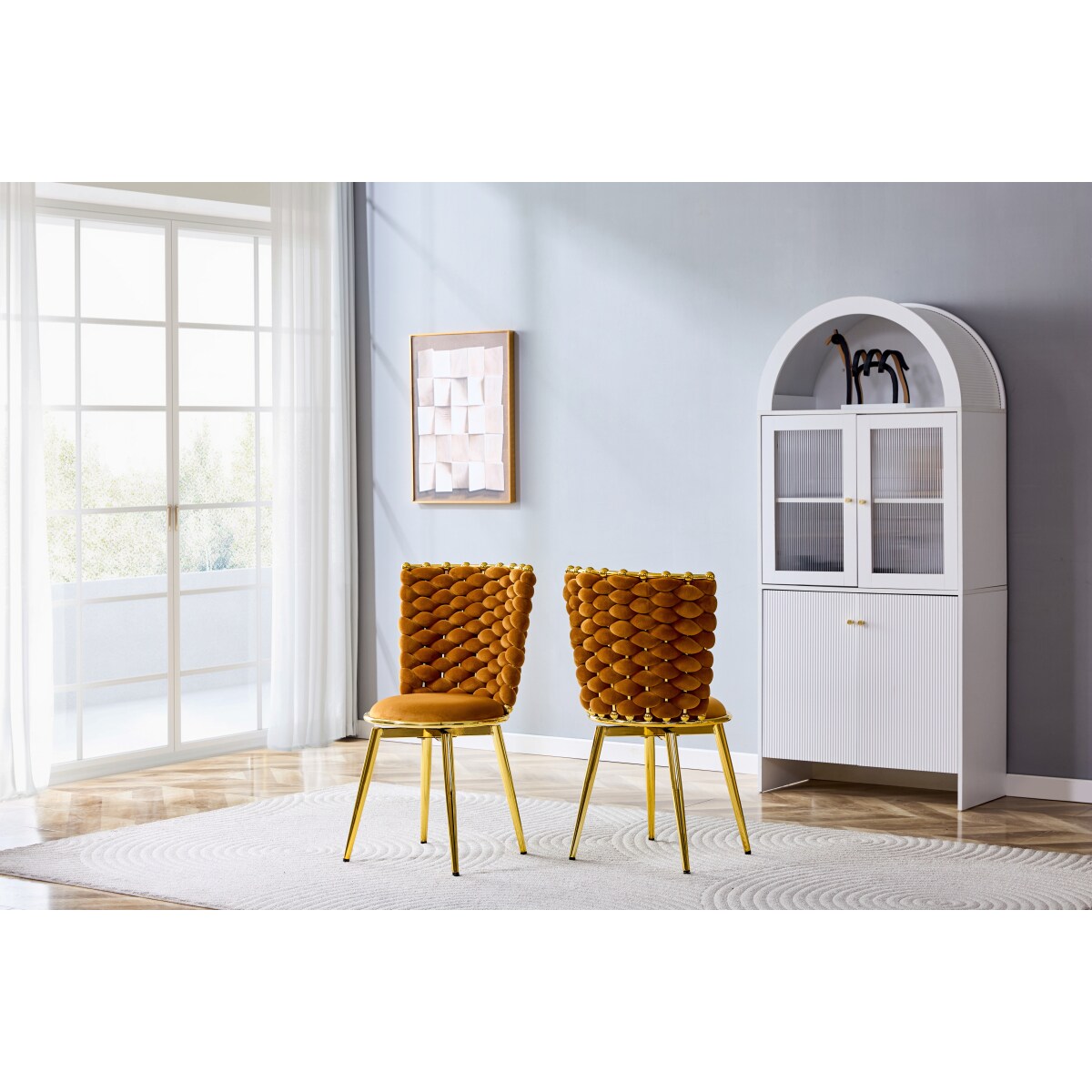 Streamdale Furniture Streamdale Set of 2 Orange Velvet Dining Chairs ...