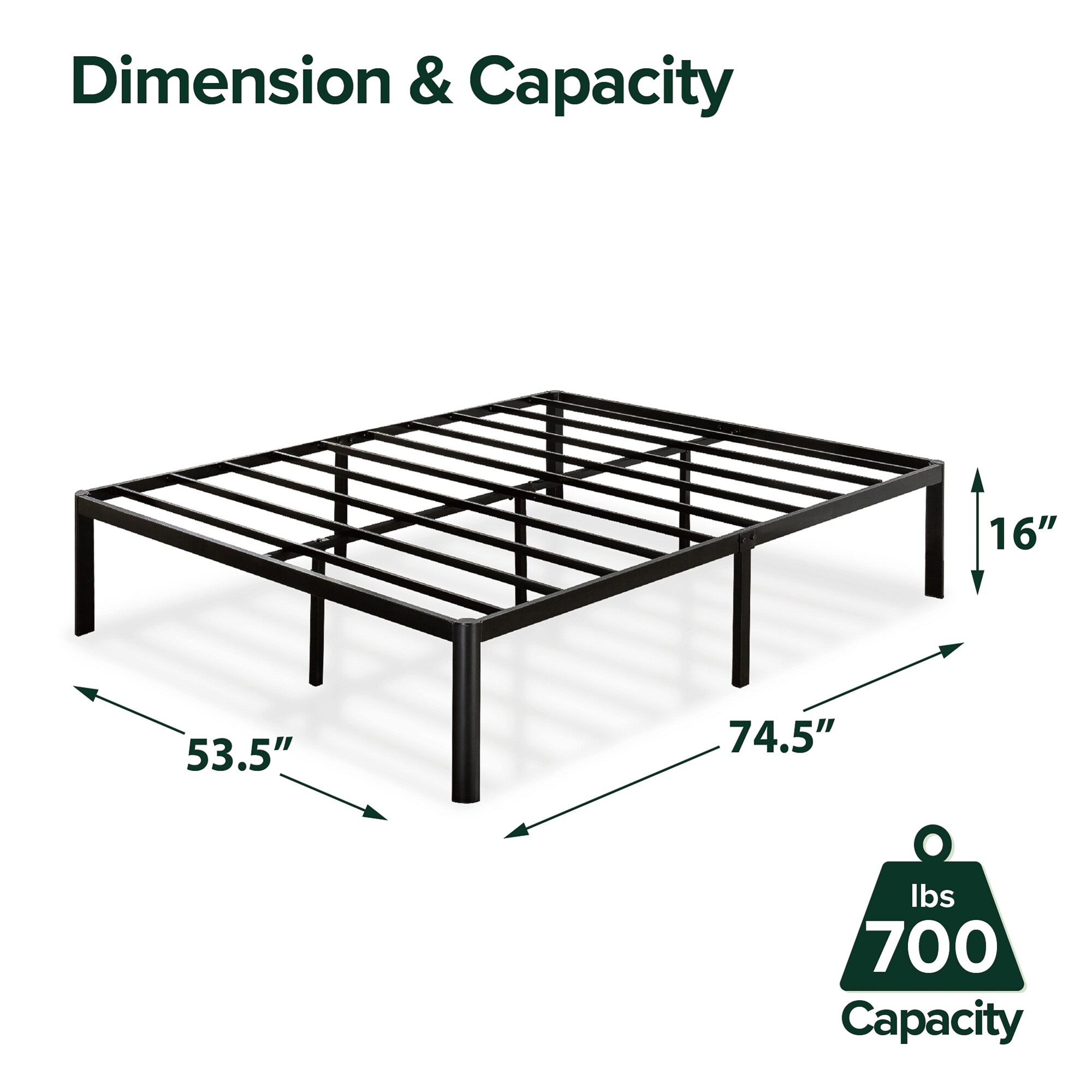 Zinus Black Full Metal Bed Frame GOB-MZXQ-16F at Lowes.com