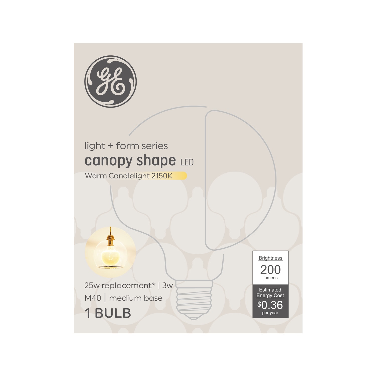 GE Light + Form Series 25 -Watt EQ Warm candlelight Dimmable LED ...