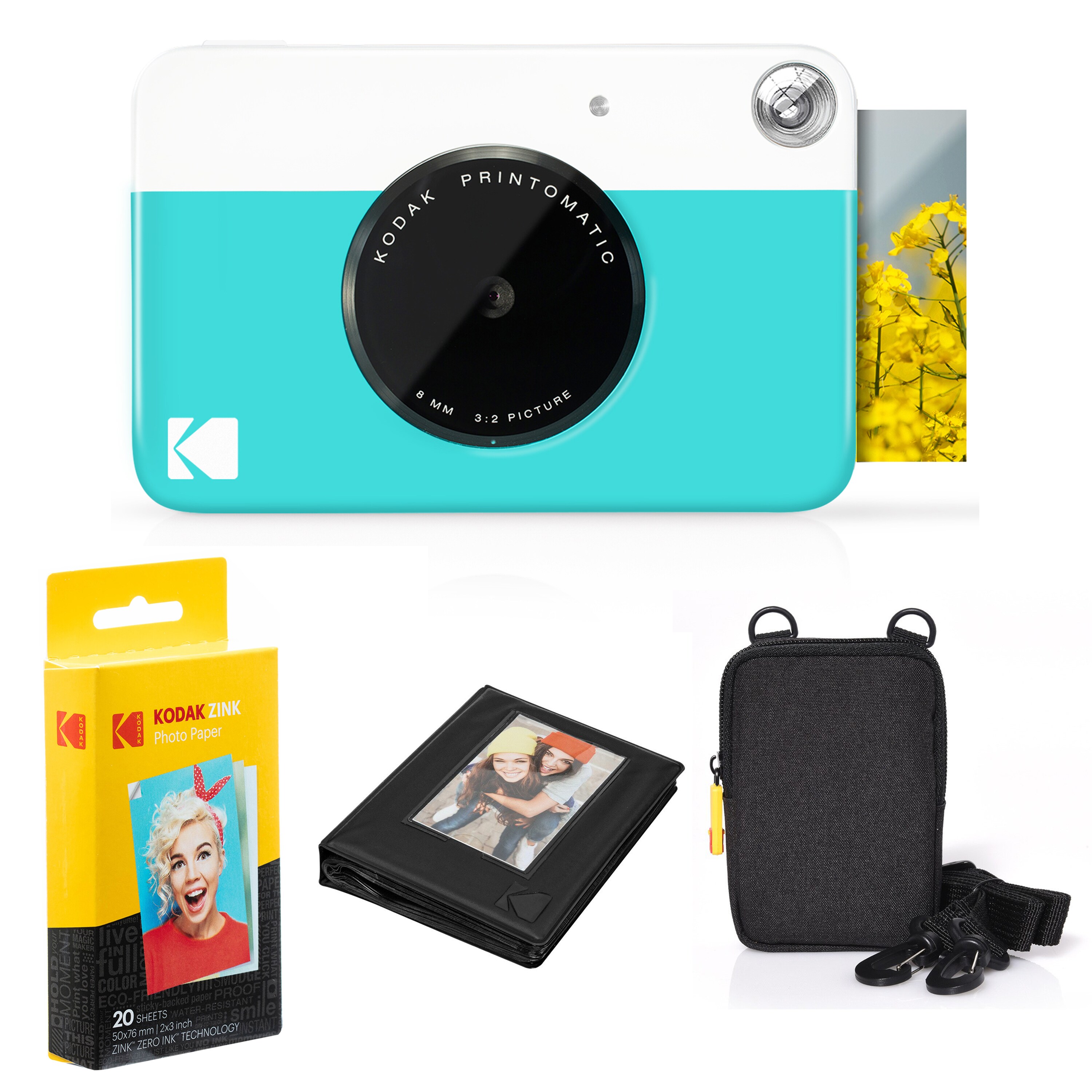 Kodak Printomatic Instant Camera Bundle (Blue) Zink Paper (20 Sheets ...