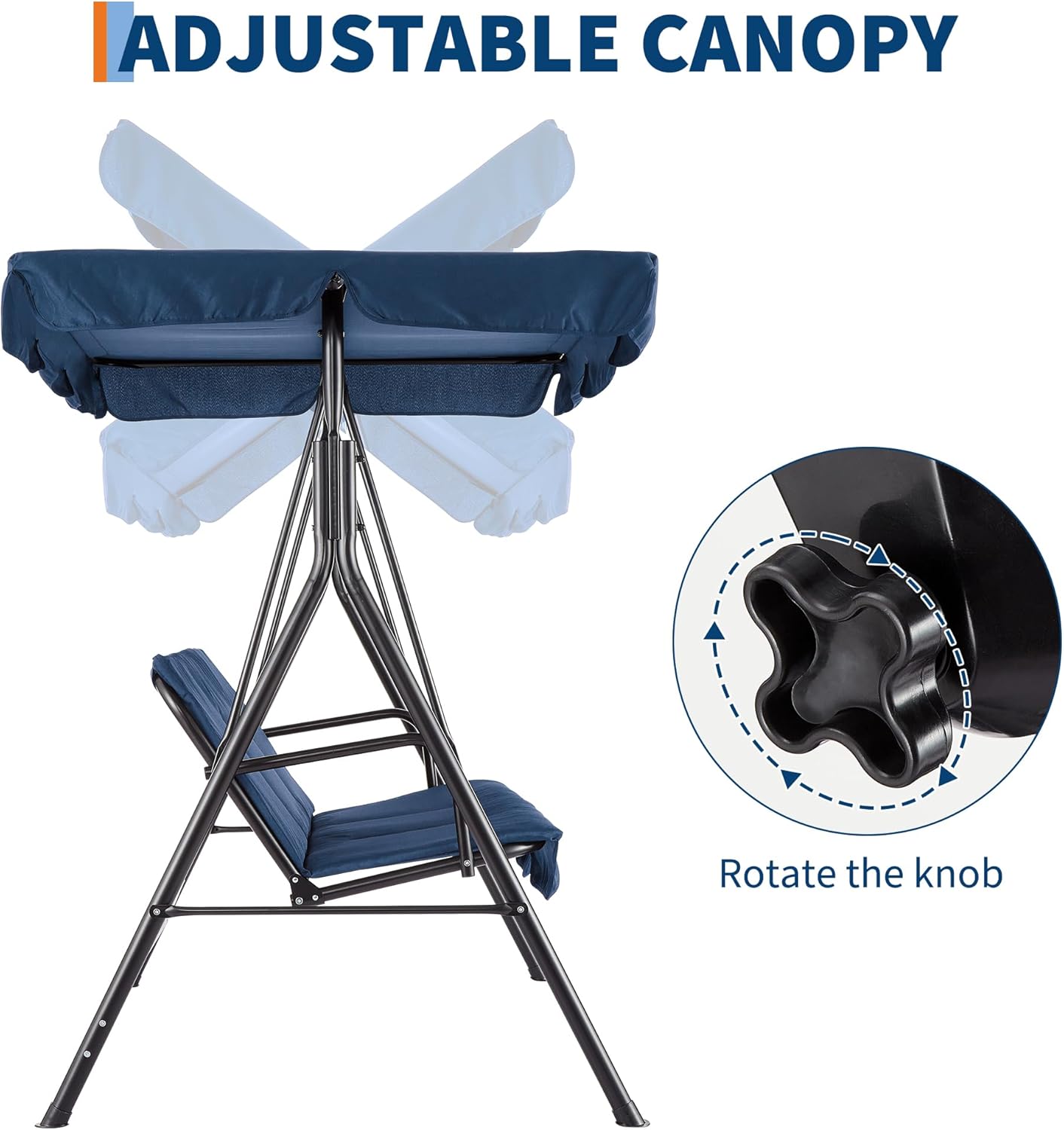 Garvee Outdoor Porch Swing Chair with Adjustable Canopy for Adults 3 ...