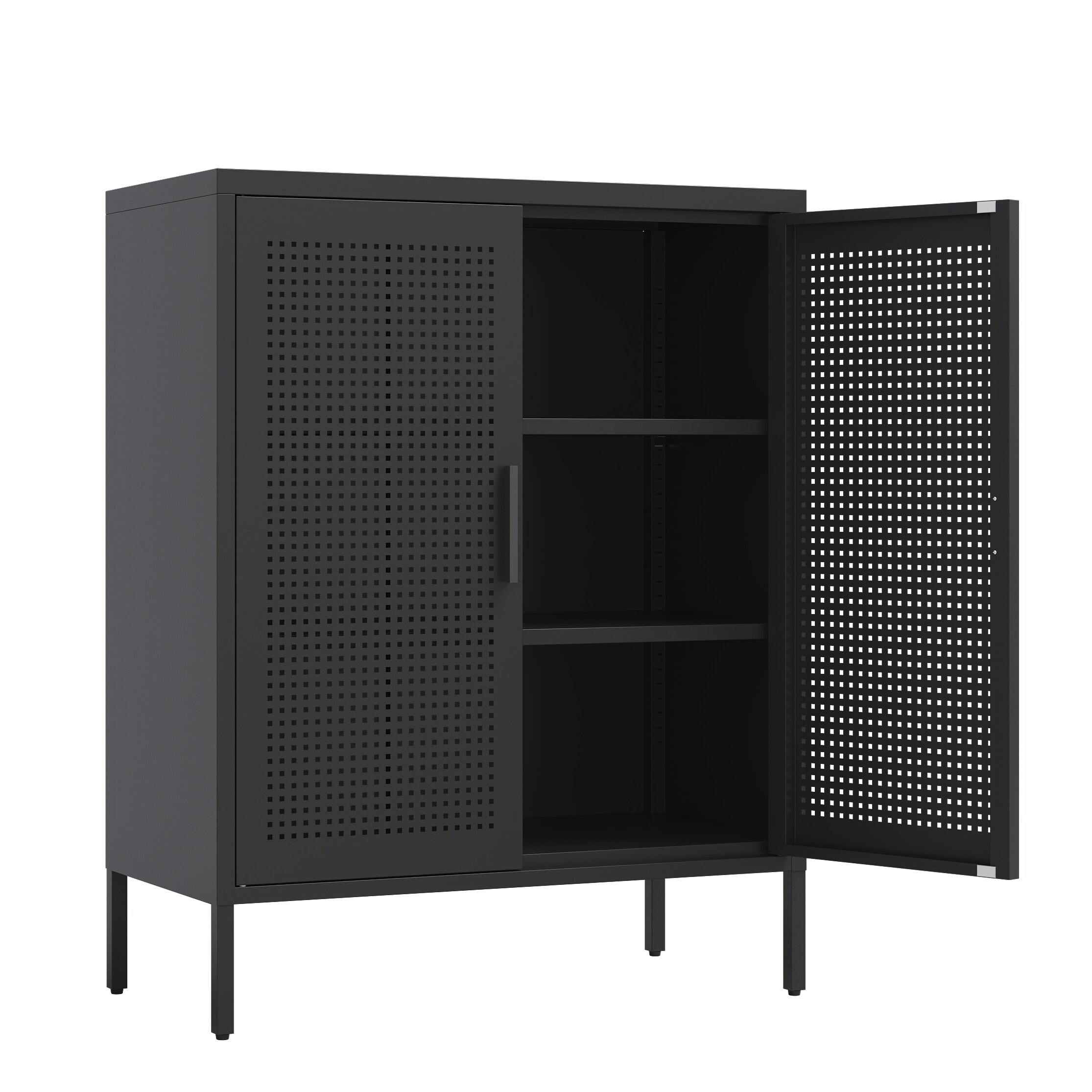 LUXEYARD NO LOCK Metal Storage Cabinet with 2 Doors and 2 Adjustable ...