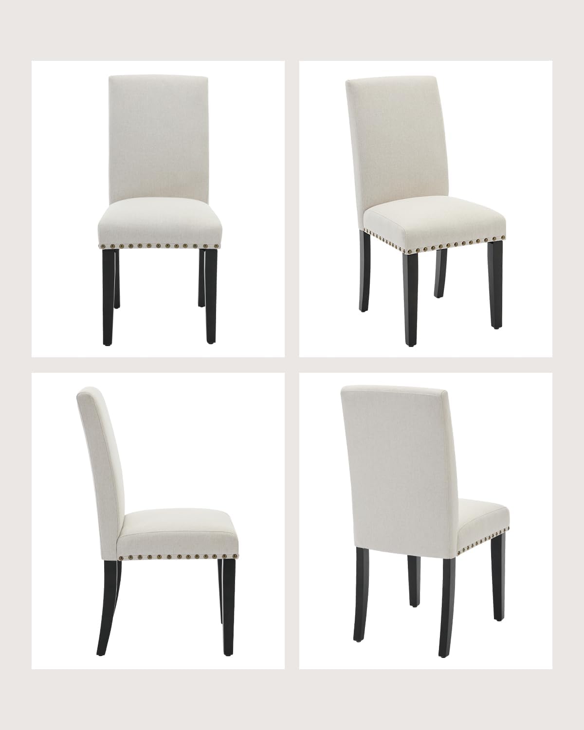 GAOMON Upholstered Dining Chairs 2-Pack with Curved Lumbar Backrest ...