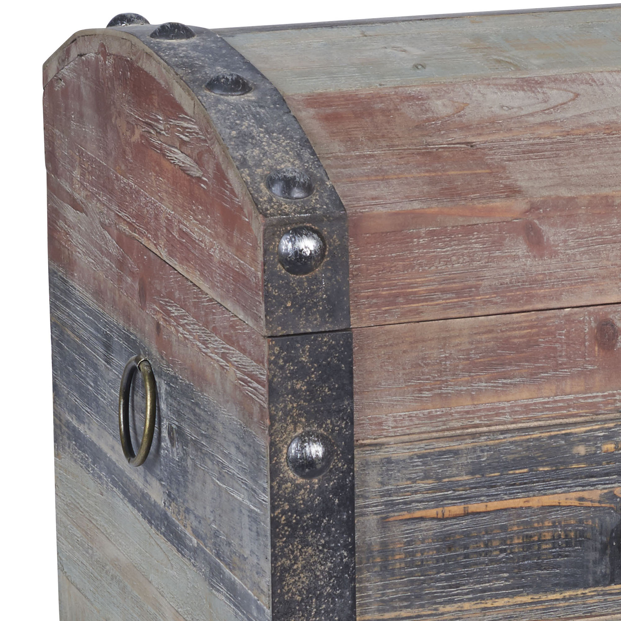 Household Essentials Small Wooden Storage Trunk Weathered Wood with ...