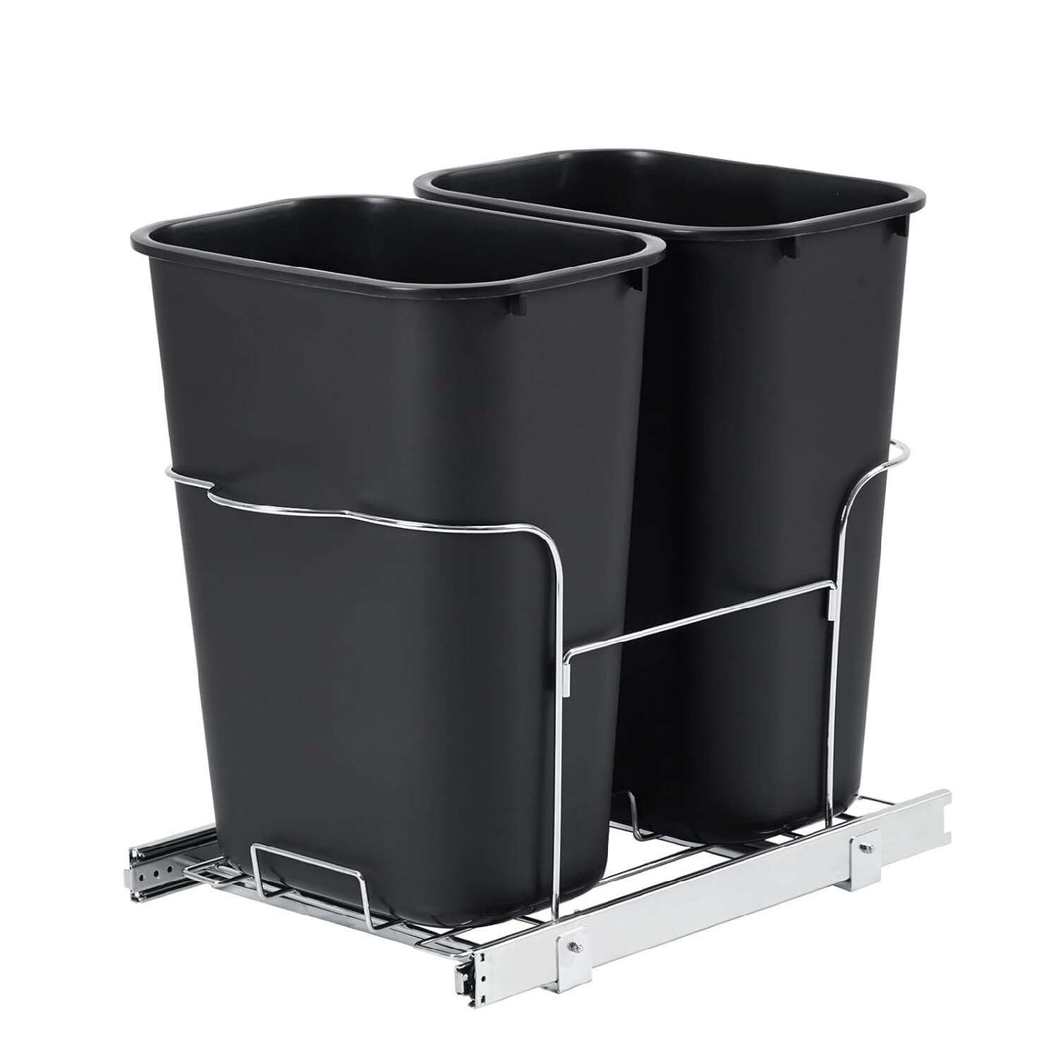 Garvee 2x35QT Double PullOut Trash Can Double Black Steel Bins ...