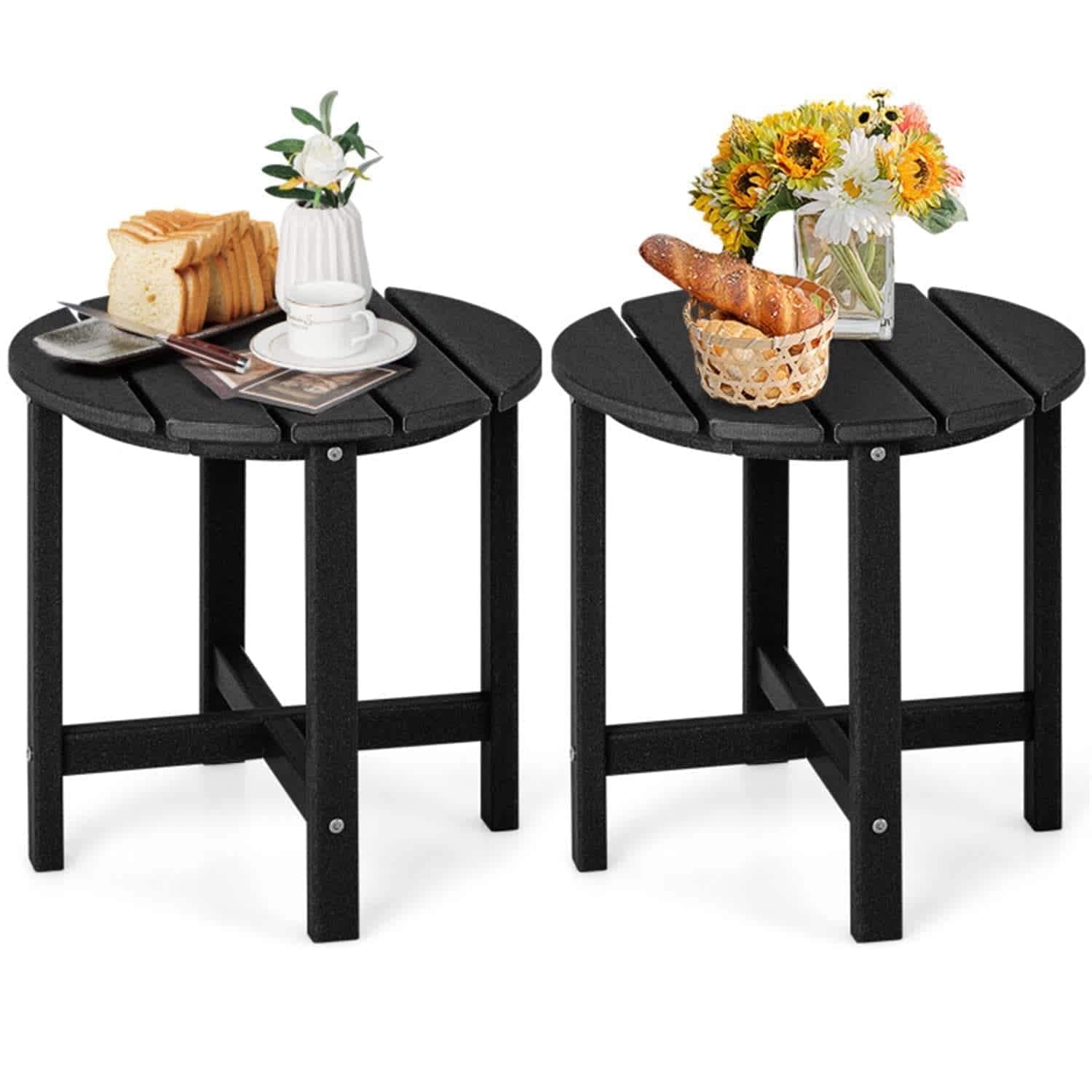 VERYKE 18 inch Round Weather-Resistant Adirondack Outdoor Side Table ...