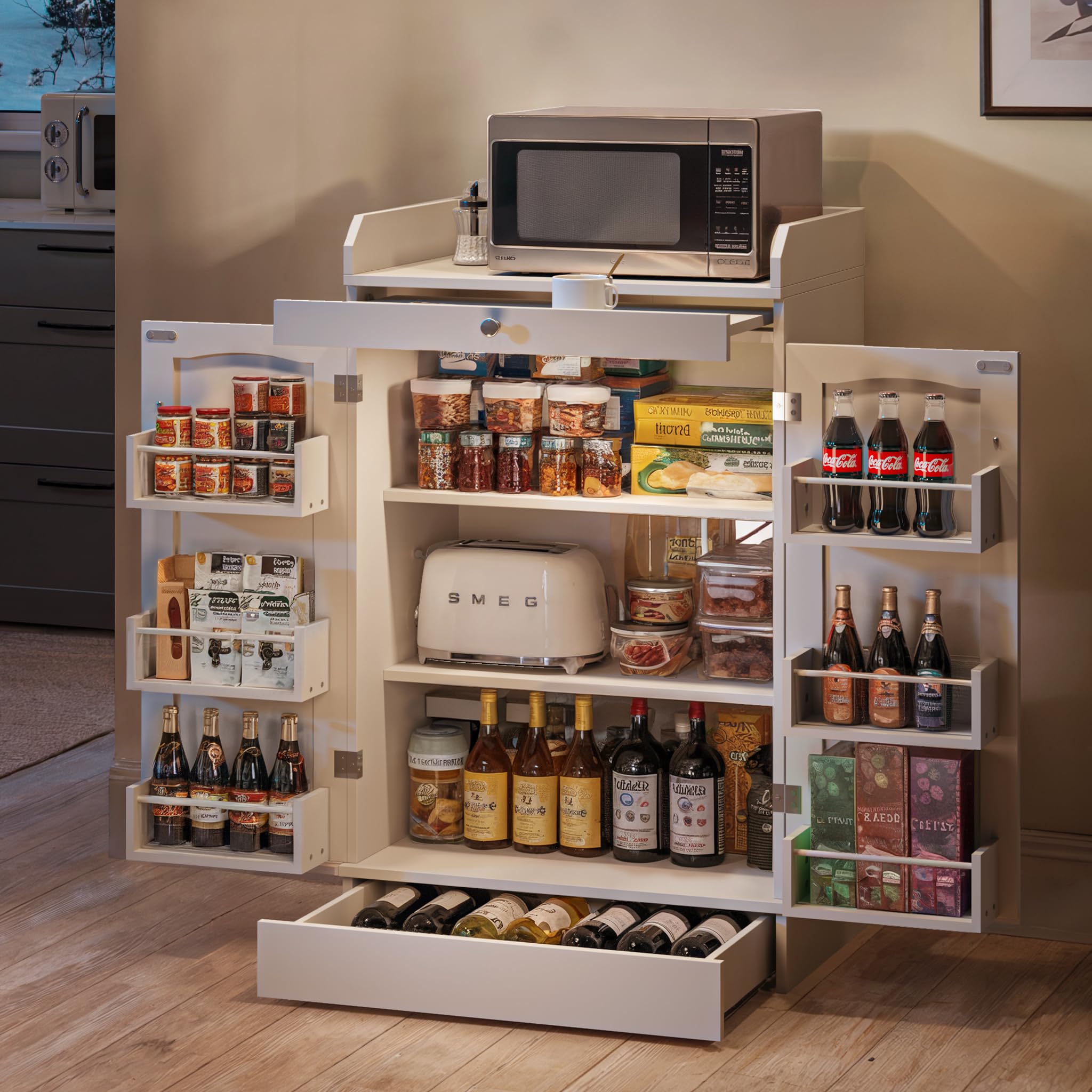 LTMATE Contemporary/Modern White Kitchen hutch with Wine Storage in the ...