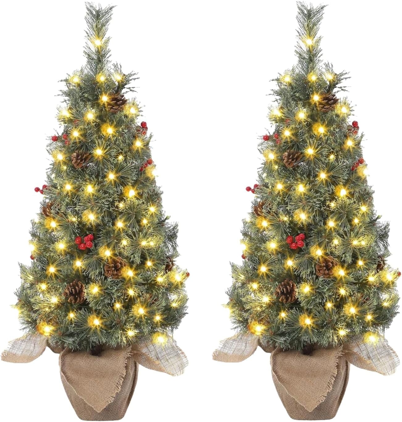 Garvee 2pcs 3FT Christmas Tree Pre-Lit Christmas Tree Tabletop with 78 ...