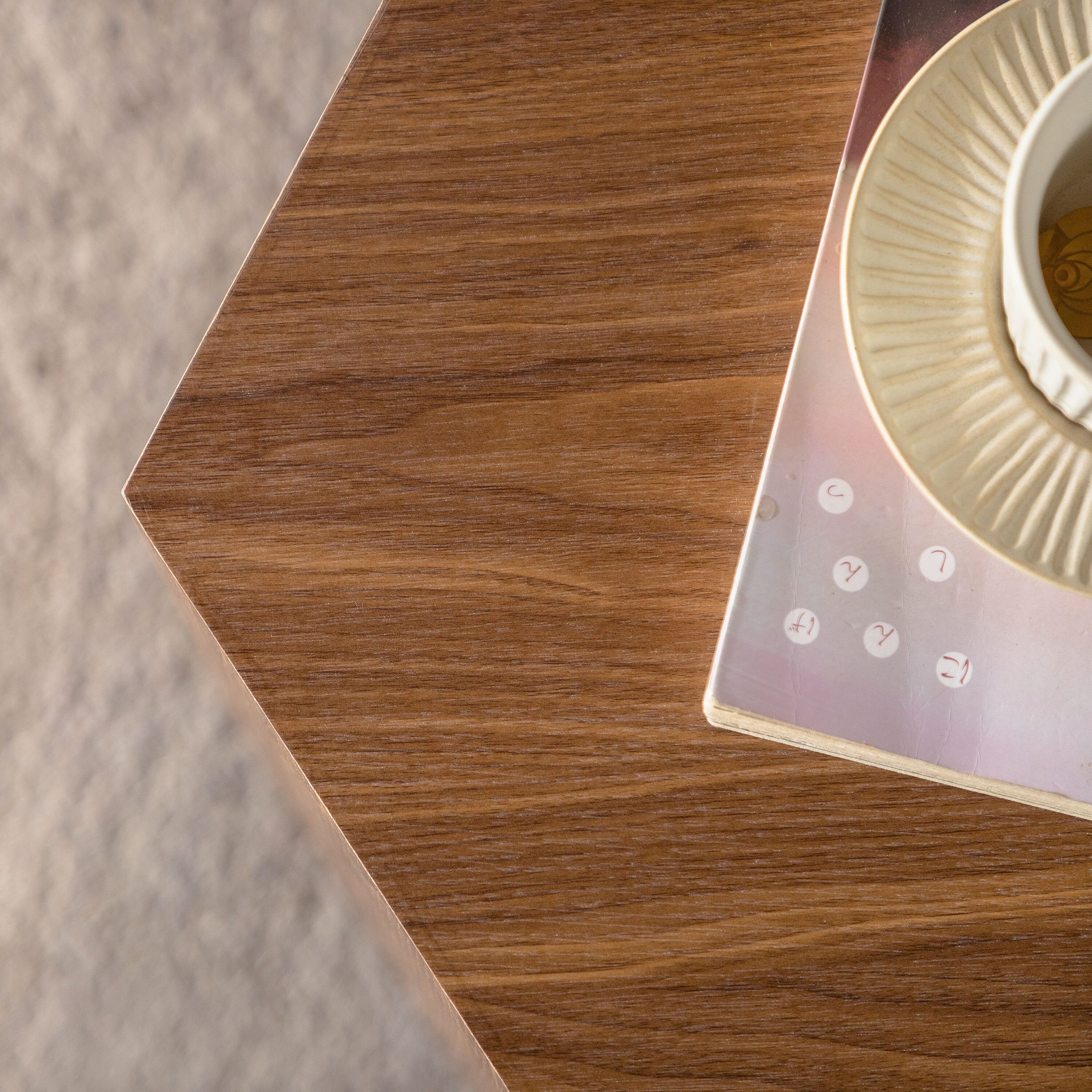 GDFStudio Indoor Modern Wood Hexagon Side Table with Nature Wood Grain ...