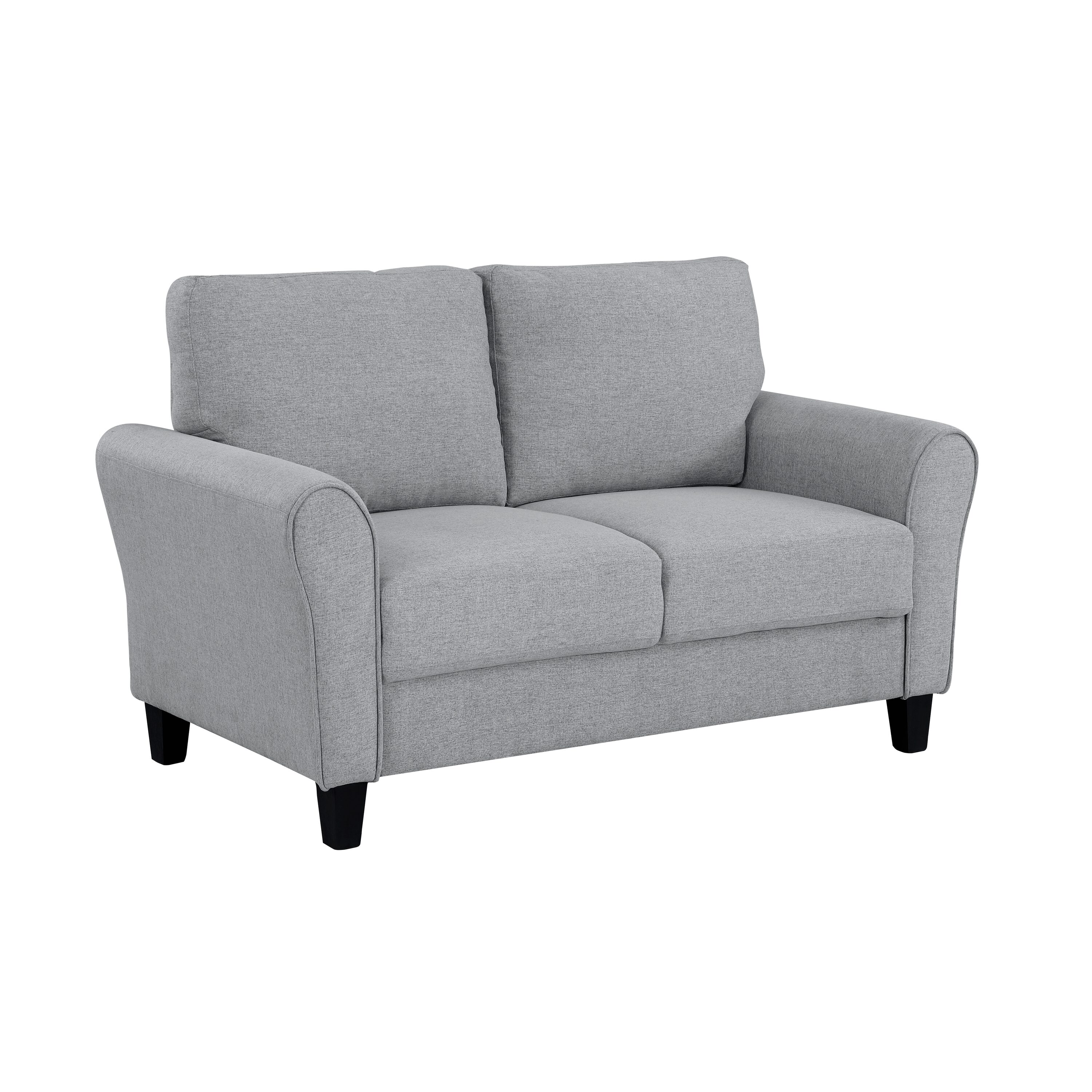 Flynama Modern Dark Gray Textured Fabric Loveseat Rounded Arms Attached ...