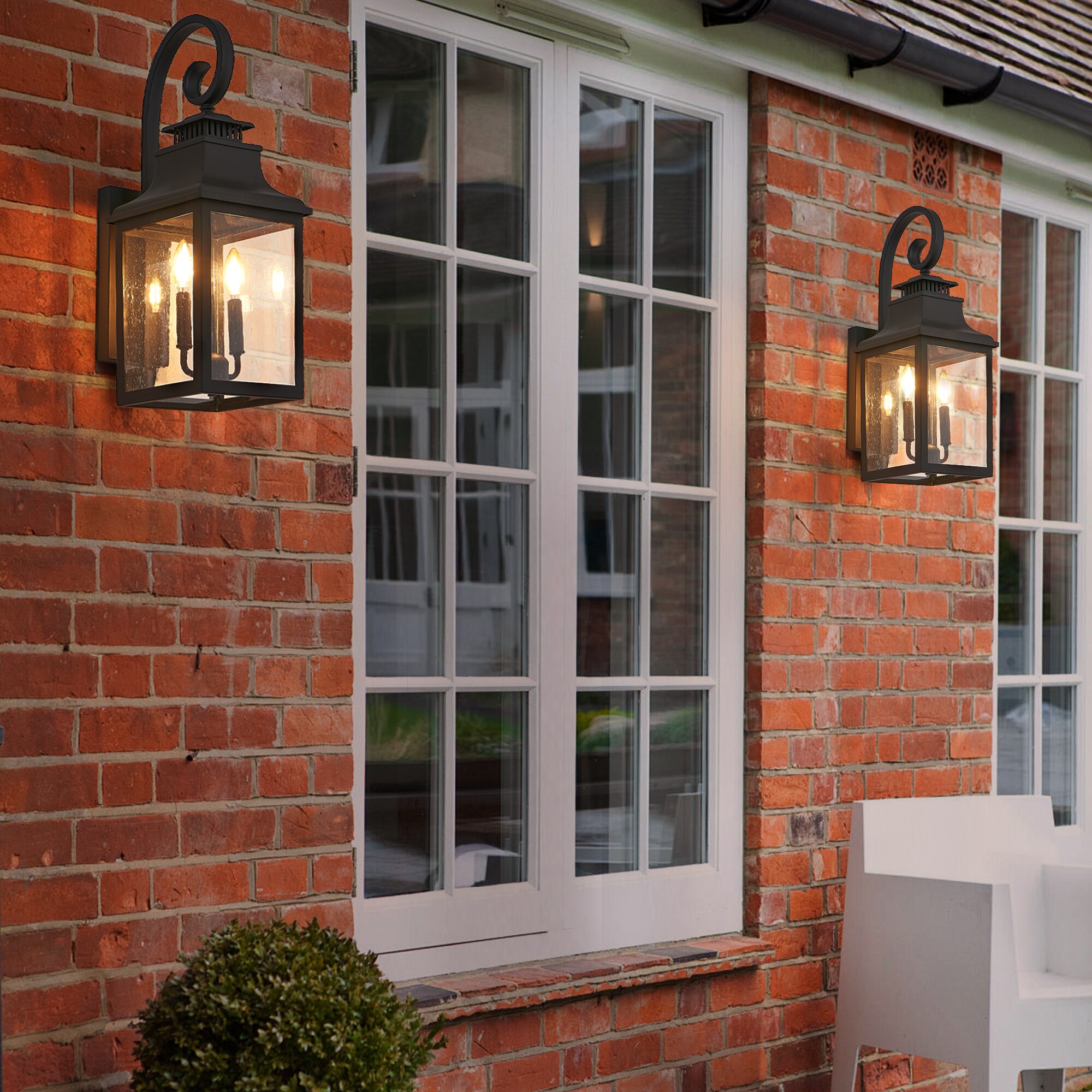 Tenleaf 23IN Outdoor Wall Lantern Light Vintage Black Metal Sconce with ...