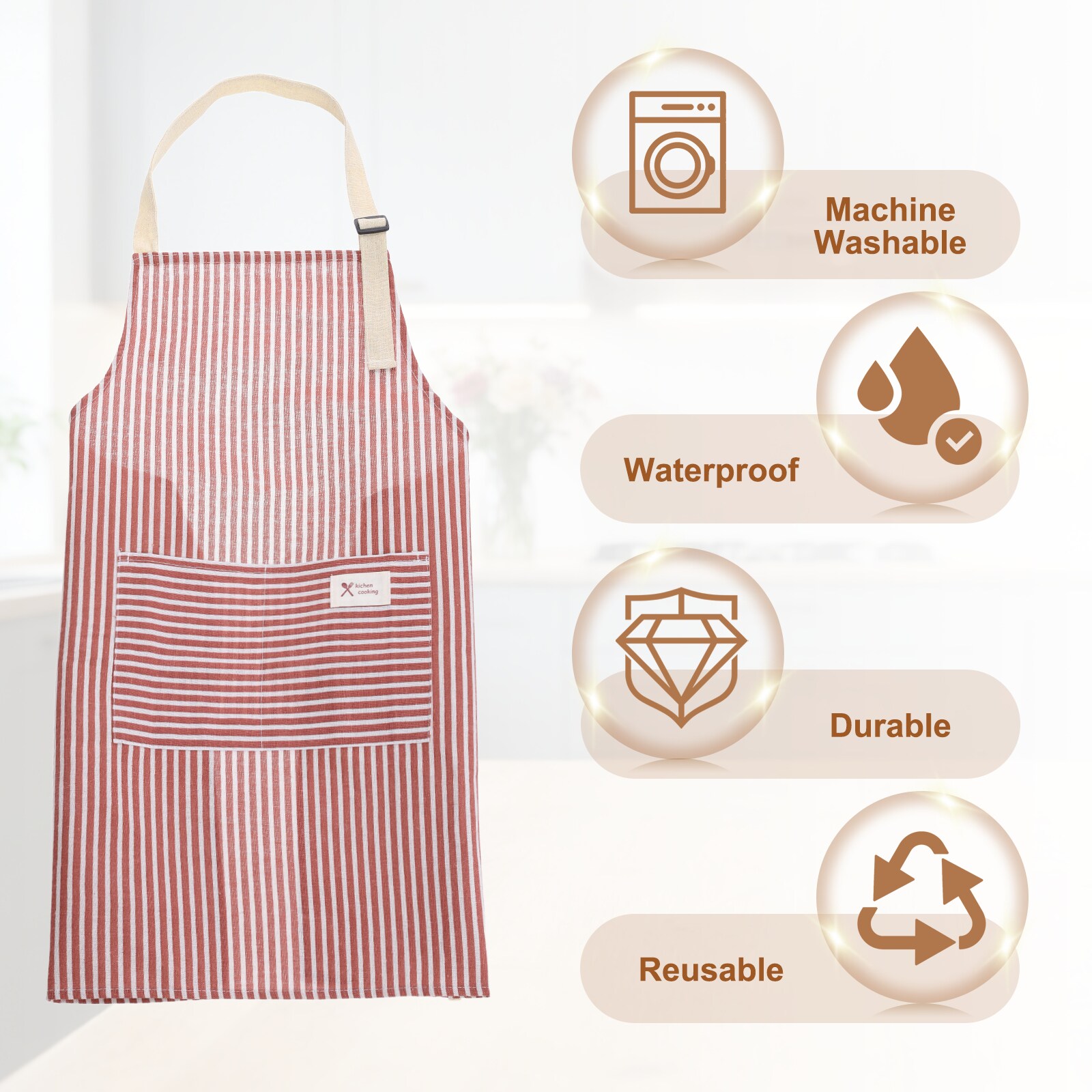 Unique Bargains Kitchen Cooking Aprons Adjustable Art Apron Water and ...