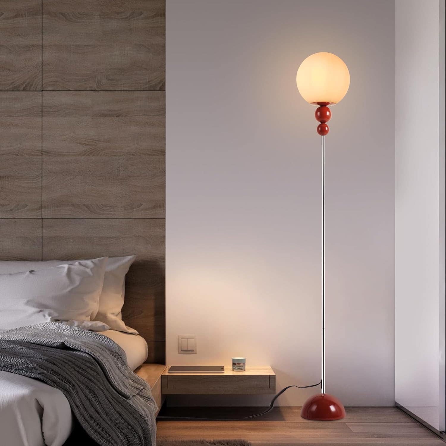 Zompoo 63-in red Standard Floor Lamp with Glass Shade in the Floor ...
