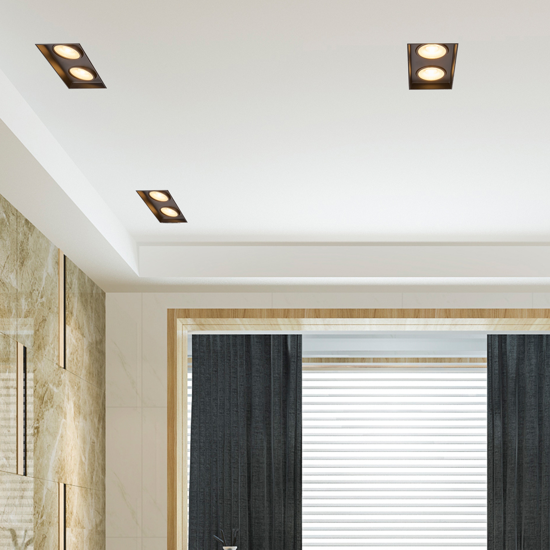 Maxxima Black 2000 -Lumens Switchable white Rectangular Dimmable LED ...