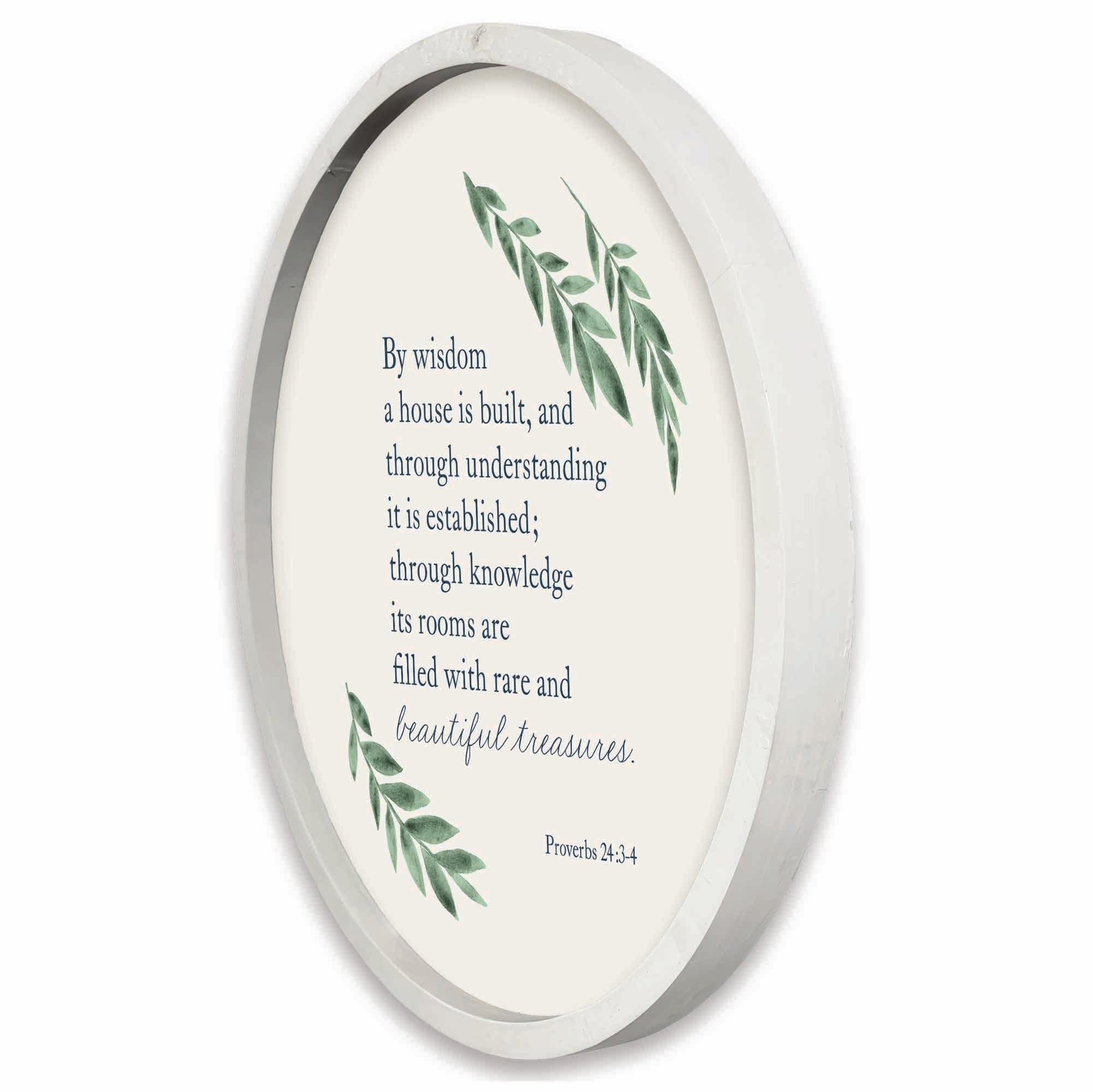 Creative Products Leafy Scripture 20 x 20 Round White Framed Print in ...