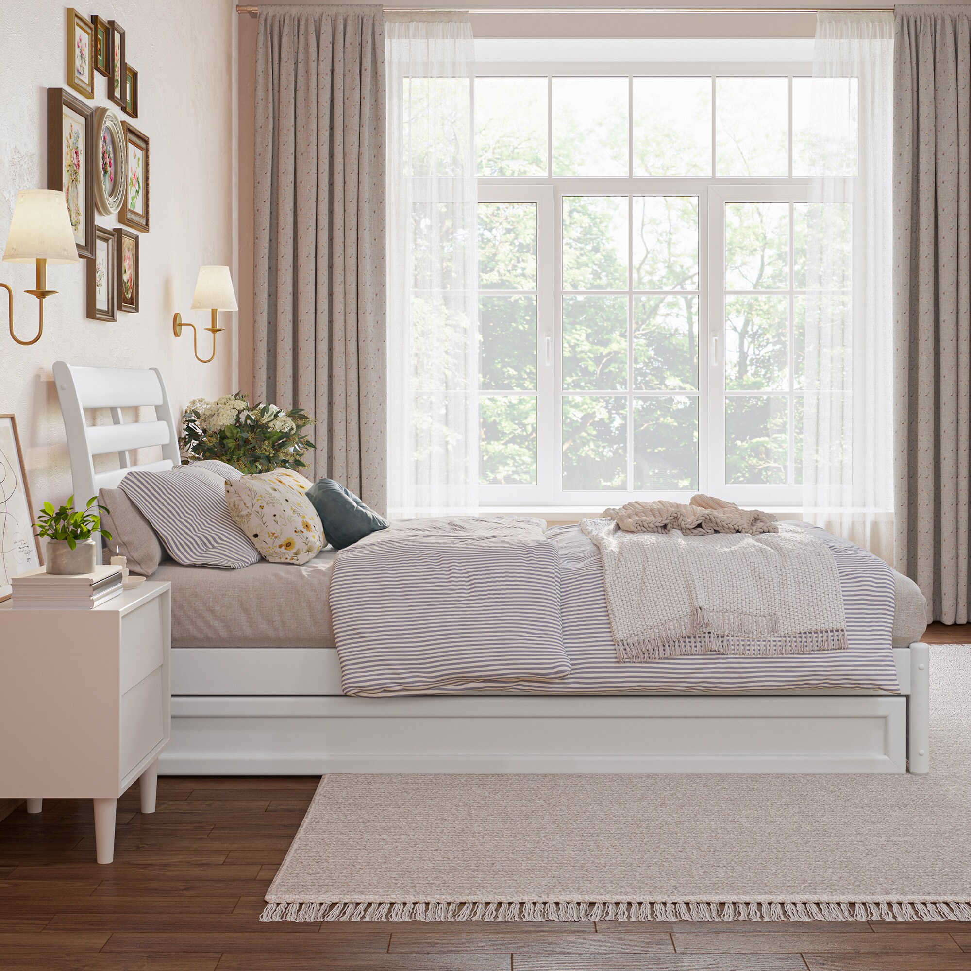 AFI Twin extra long White Wood with Headboard in the Beds department at ...