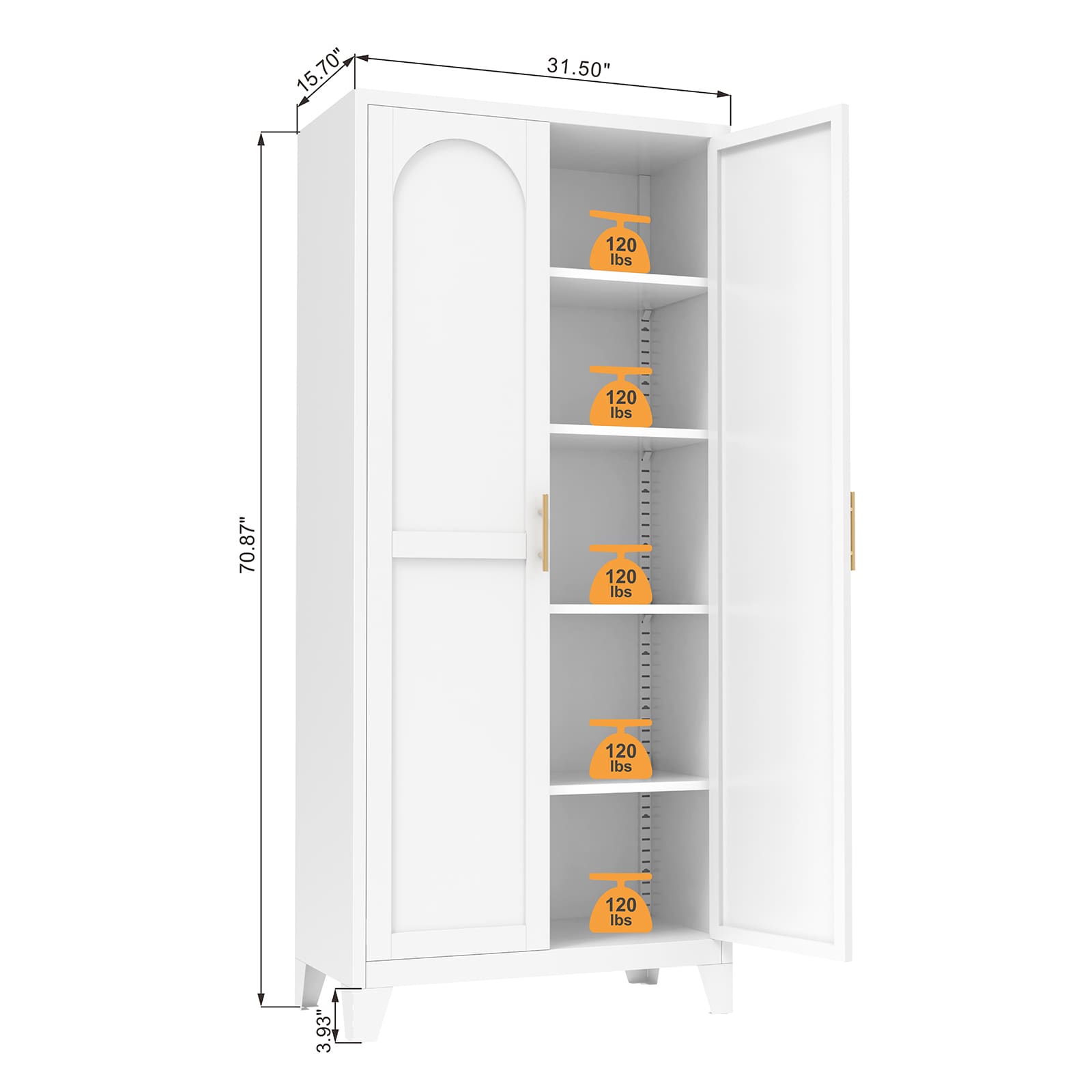 LOVMOR 71 inch 2 Shapely Doors Cabinet Metal Storage Cabinet with Doors ...