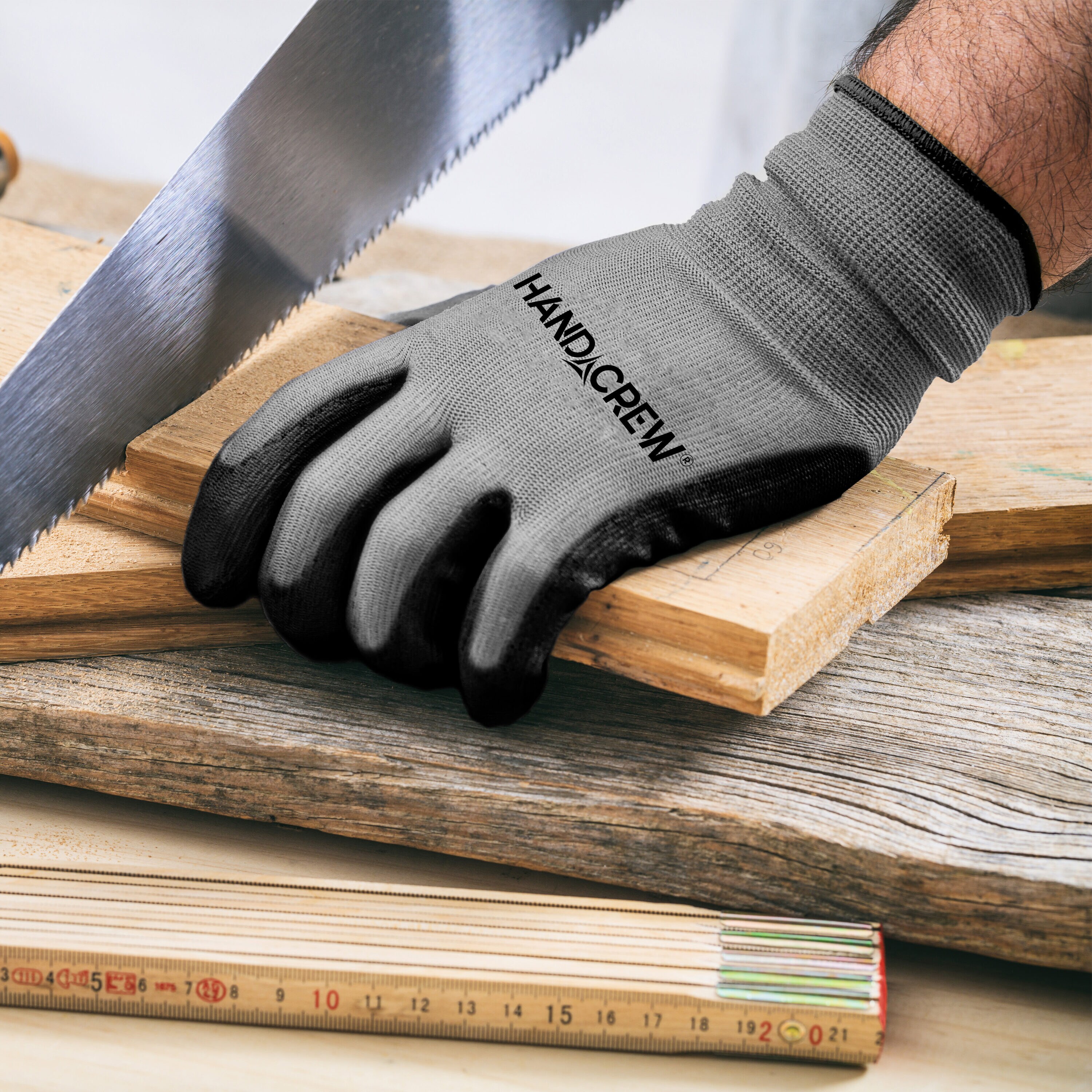 HandCrew Large Gray Nitrile Dipped Nitrile Construction Gloves, (1-Pair ...