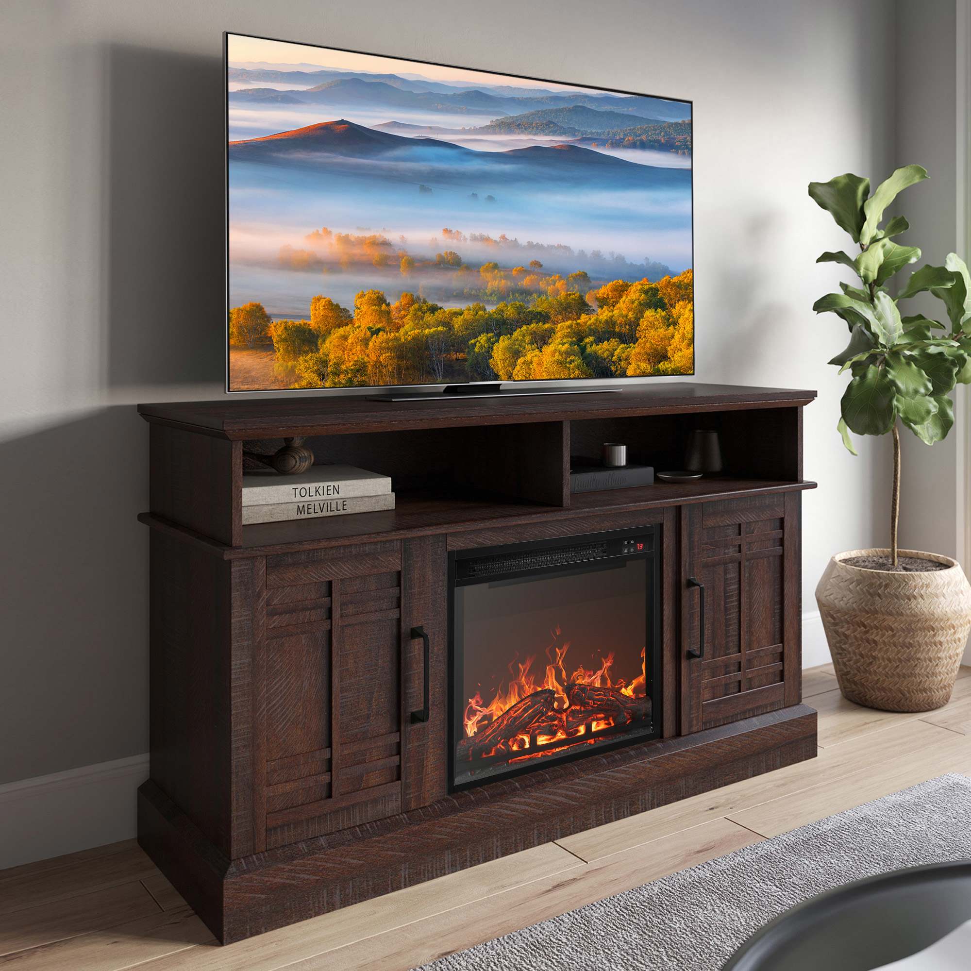 Belleze 48 inch TV Stand with 18 inch Electric Fireplace TVs up to 50 ...