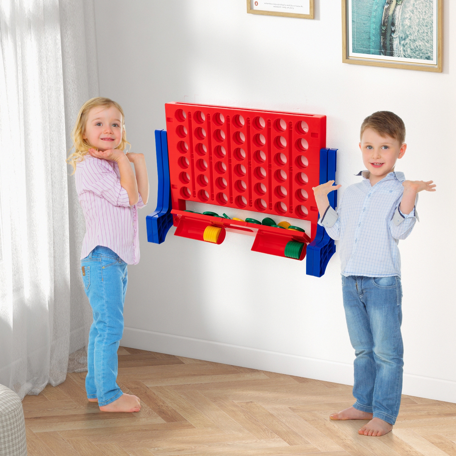 Slickblue Foldable 4 in a Row Game Set - Wall Mount or Tabletop Game ...