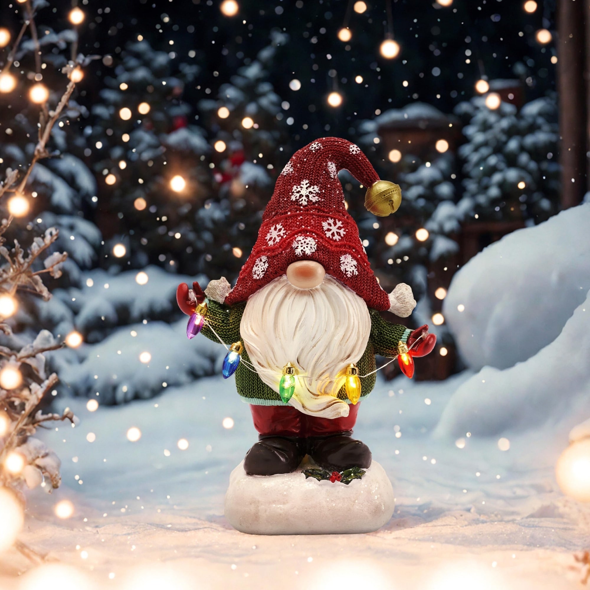 Lukvuzo Outdoor Christmas Gnome Statue with Solar Lights Waterproof ...