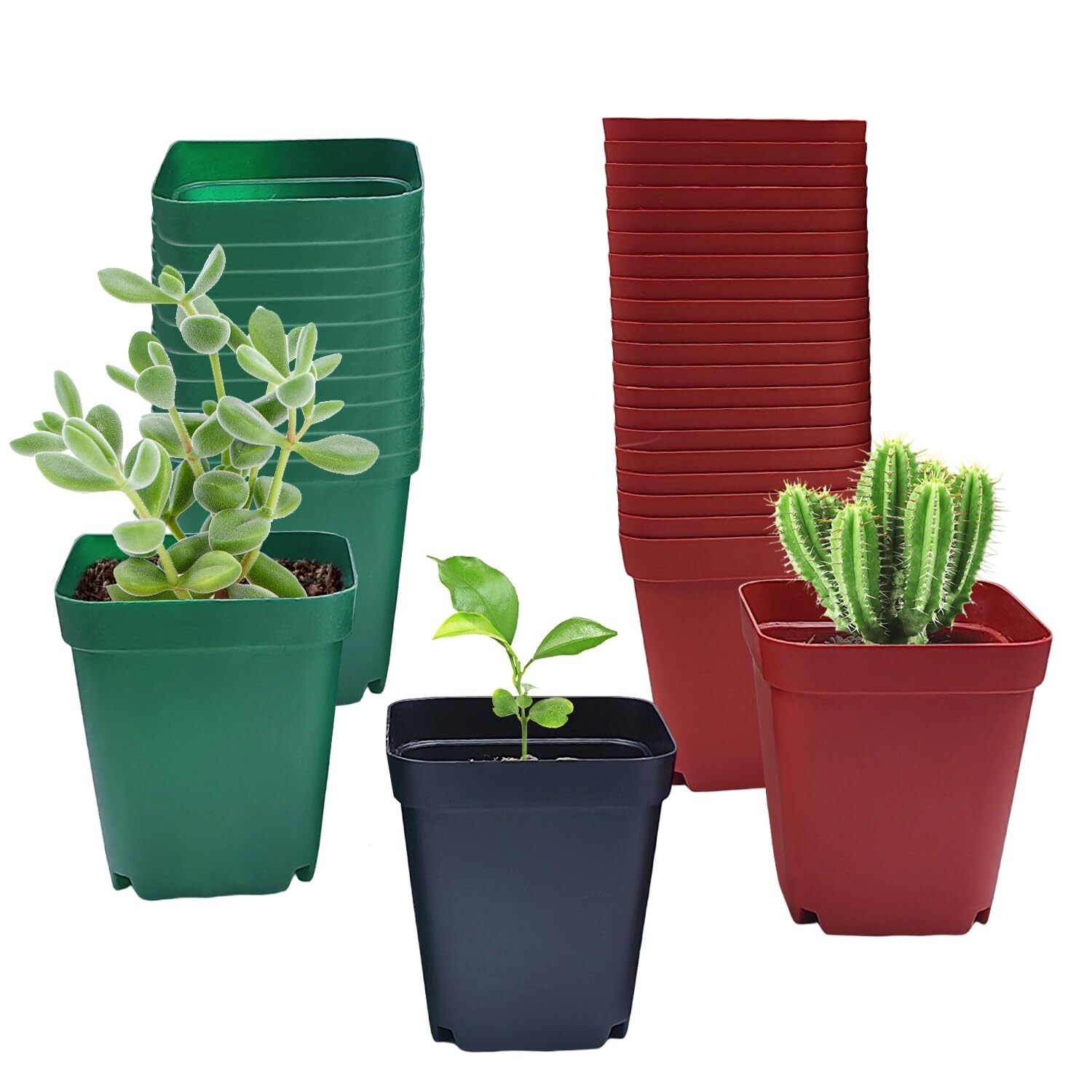 Adrinfly Square Plastic Nursery Pots 120 pcs 2 Point 7 Inch Deep ...